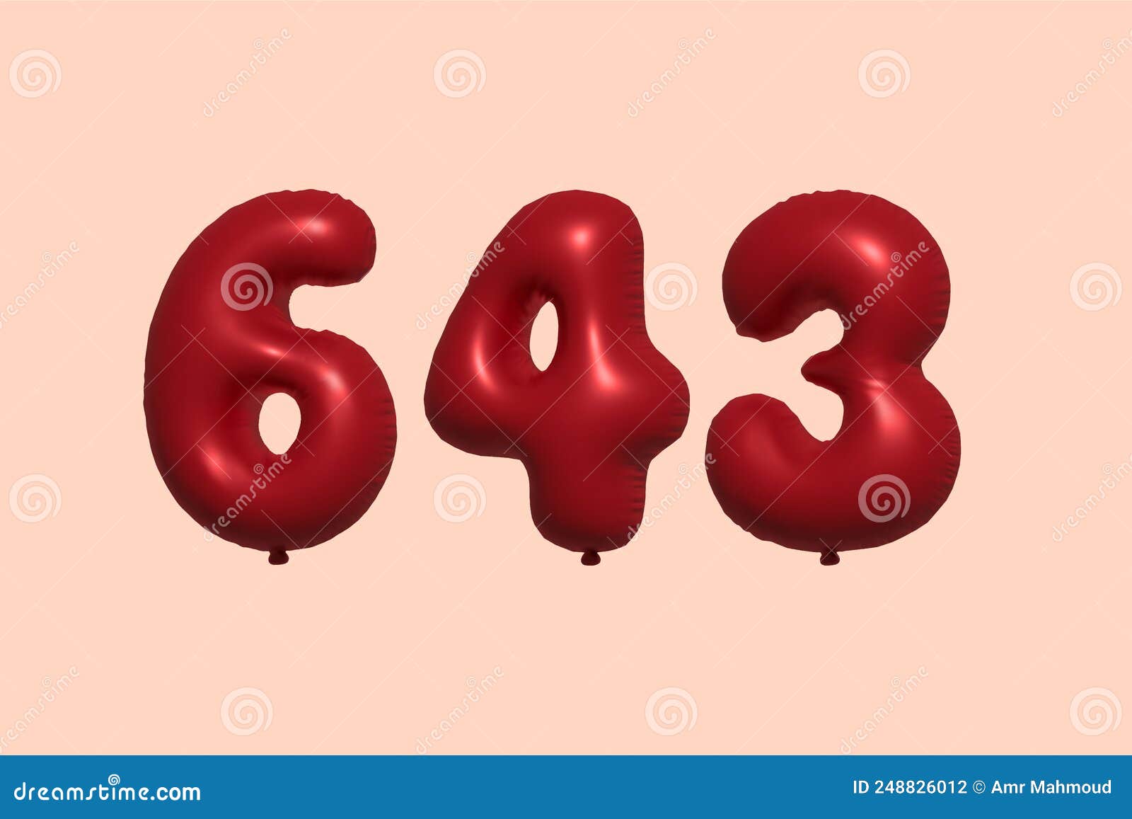 Red Helium Balloon 3D Number 643 Stock Vector - Illustration of vector ...