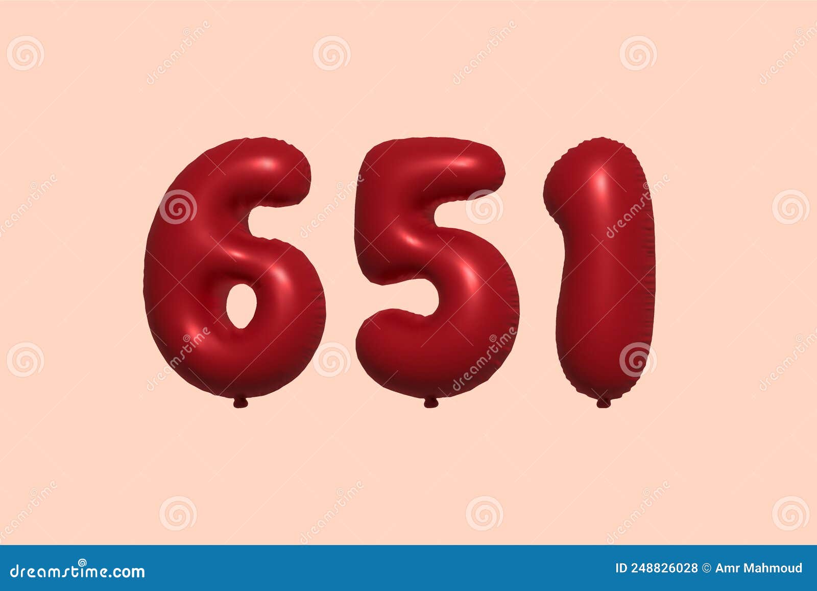Red Helium Balloon 3D Number 651 Stock Vector - Illustration of ...