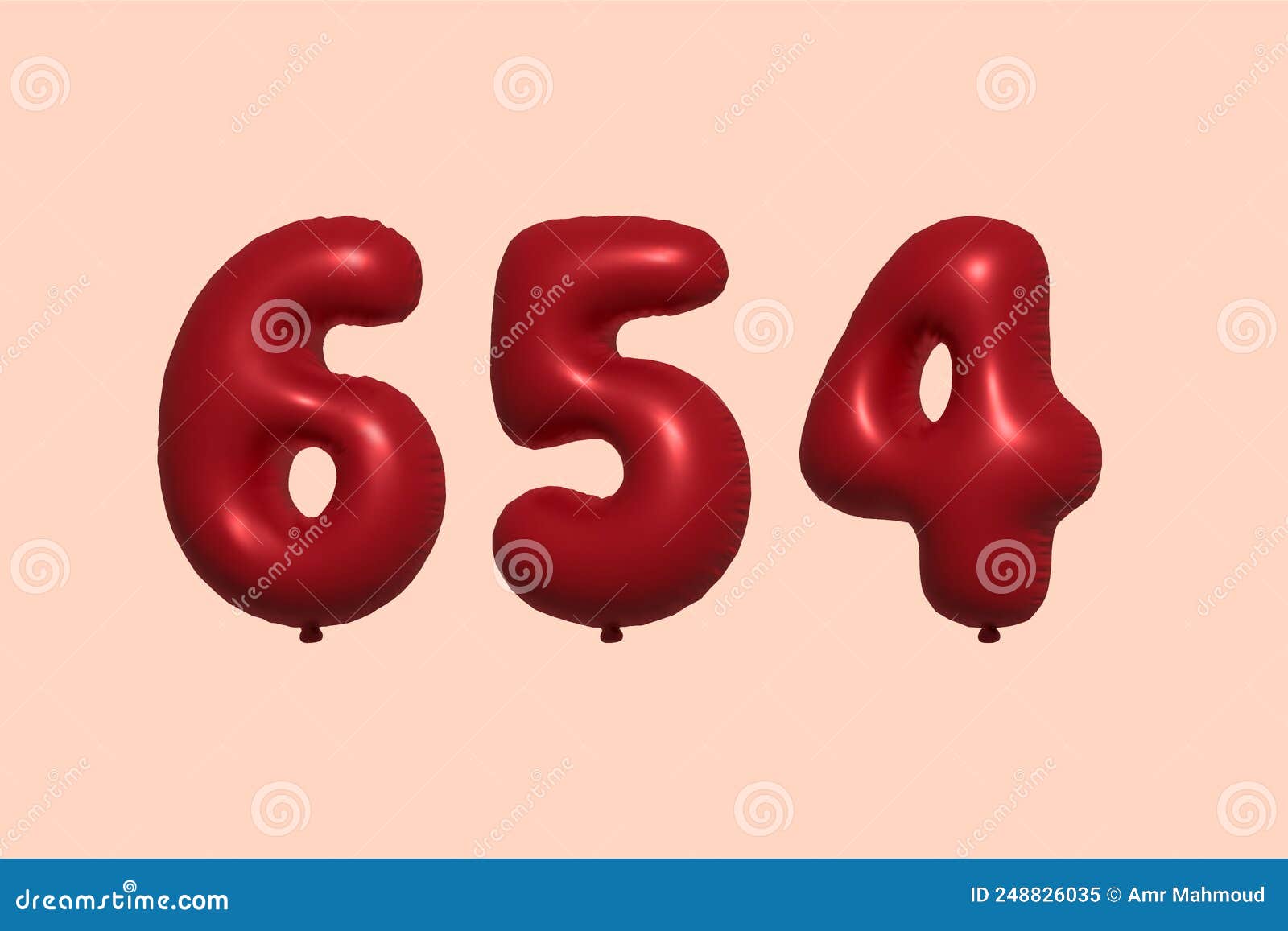 Red Helium Balloon 3D Number 654 Stock Vector - Illustration of ...