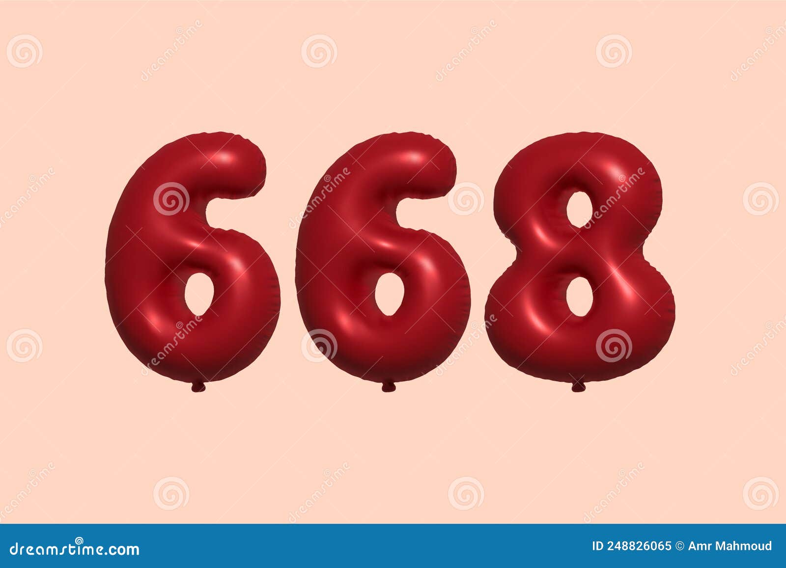 Red Helium Balloon 3D Number 668 Stock Vector - Illustration of label ...