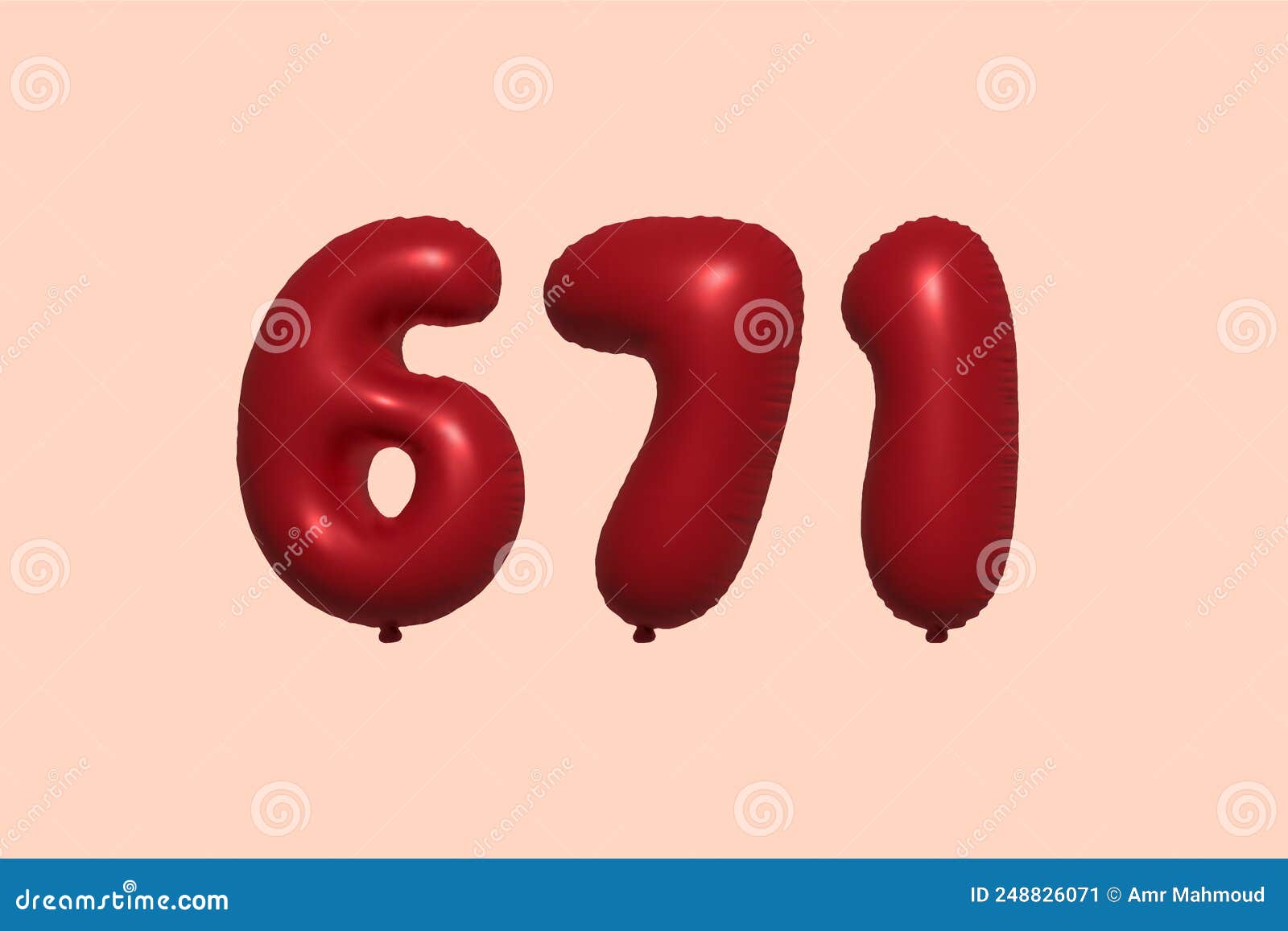 Red Helium Balloon 3D Number 671 Stock Vector - Illustration of banner ...