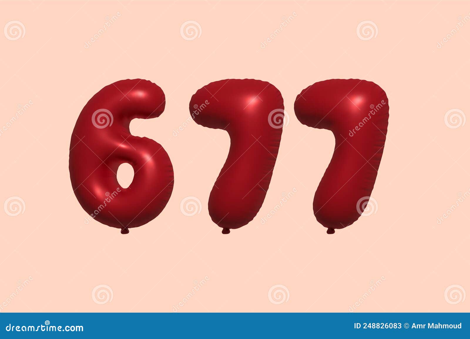 Red Helium Balloon 3D Number 677 Stock Vector - Illustration of foil ...