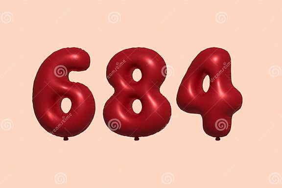 Red Helium Balloon 3D Number 684 Stock Vector - Illustration of design ...