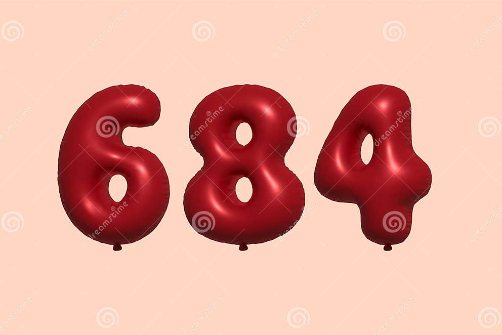 Red Helium Balloon 3D Number 684 Stock Vector - Illustration of design ...