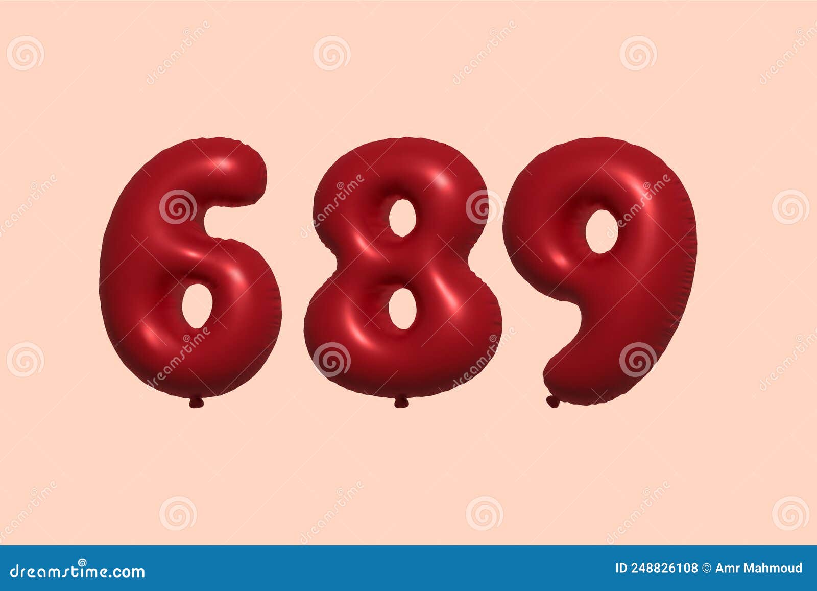 Red Helium Balloon 3D Number 689 Stock Vector - Illustration of ...