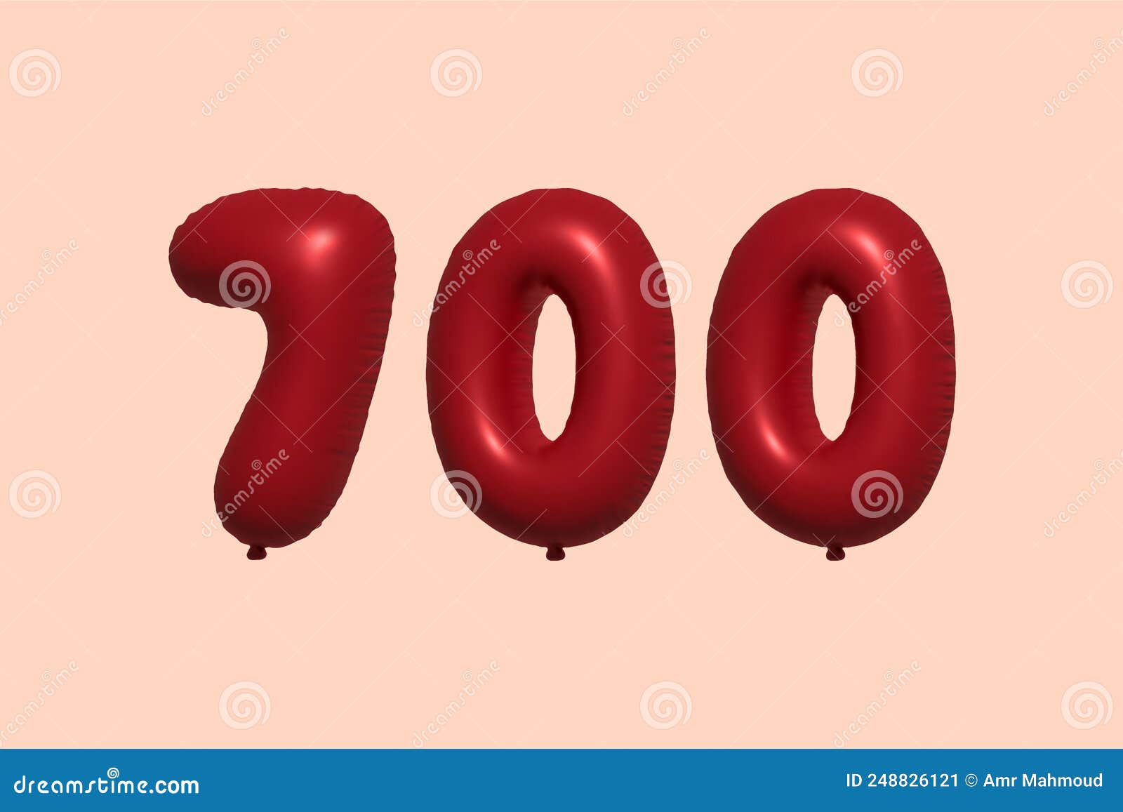 Red Helium Balloon 3D Number 700 Cartoon Vector | CartoonDealer.com ...