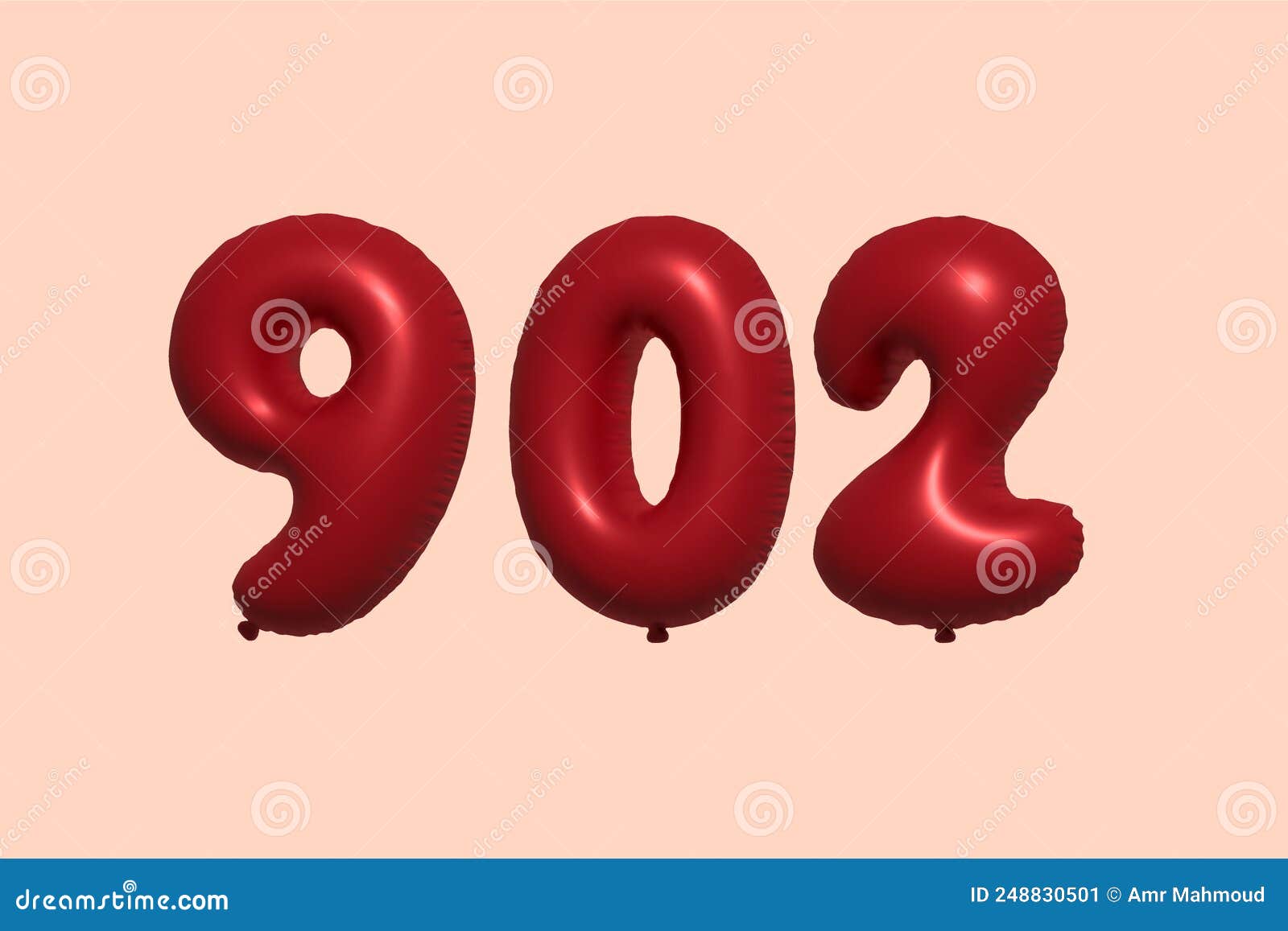 Red Helium Balloon 3D Number 902 Stock Vector - Illustration of balloon ...