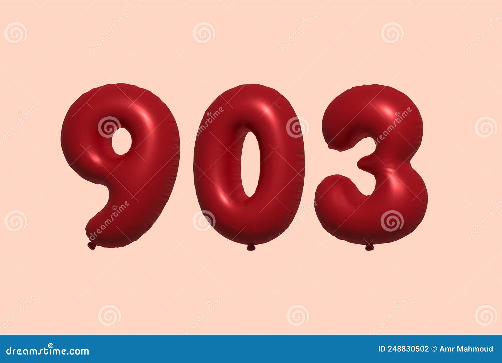 Red Helium Balloon 3D Number 903 Stock Vector - Illustration of ...