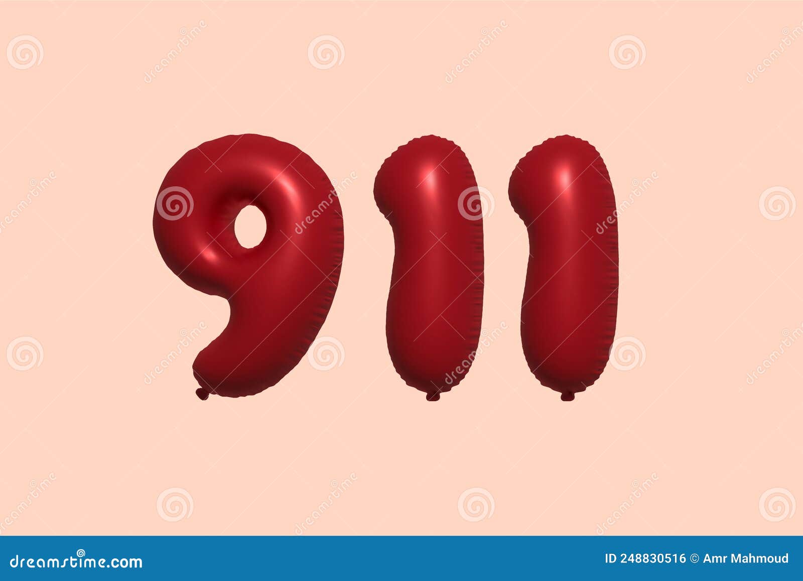 Red Helium Balloon 3D Number 911 Stock Vector - Illustration of gift ...