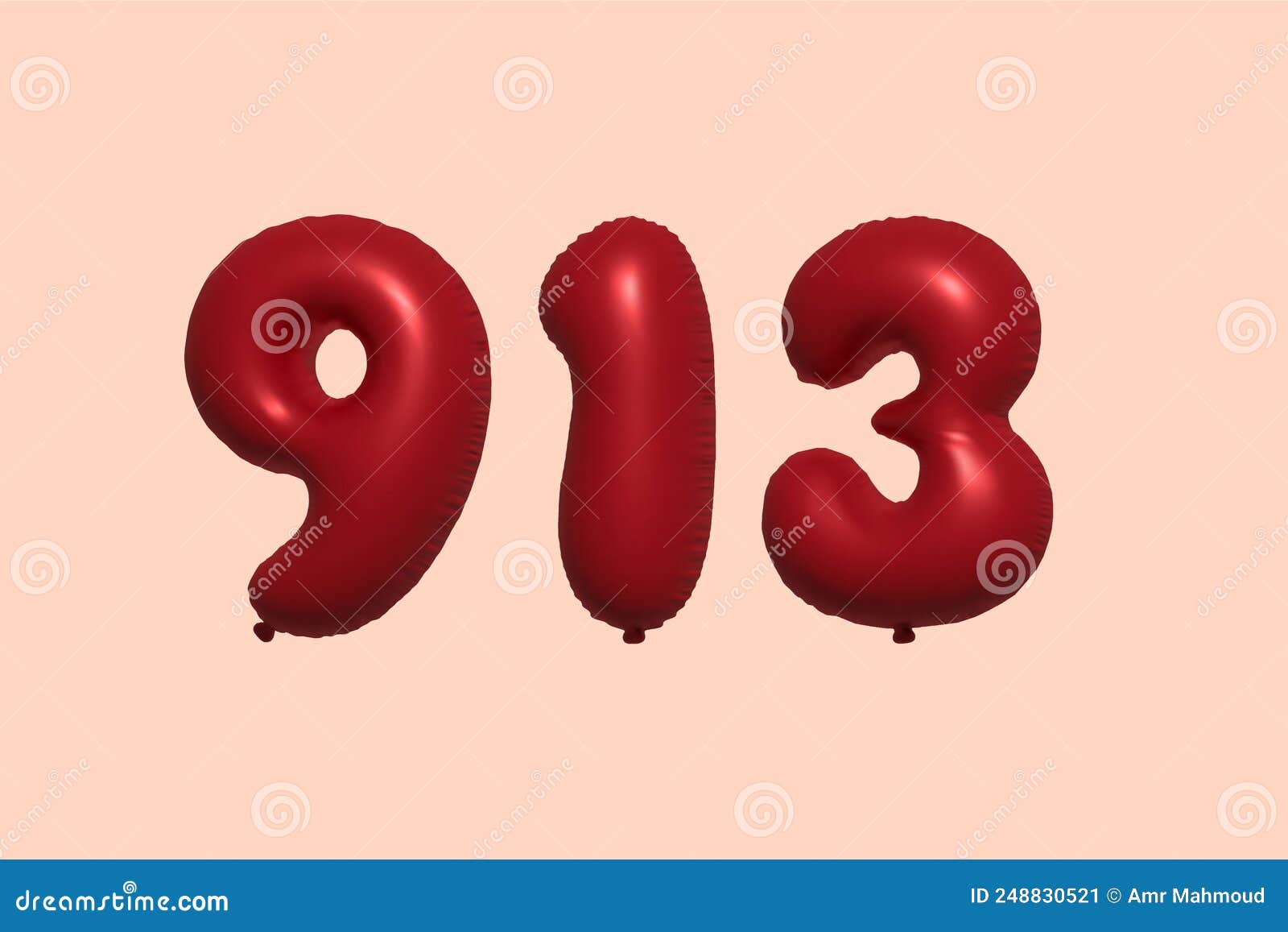 Red Helium Balloon 3D Number 913 Stock Vector - Illustration of helium ...