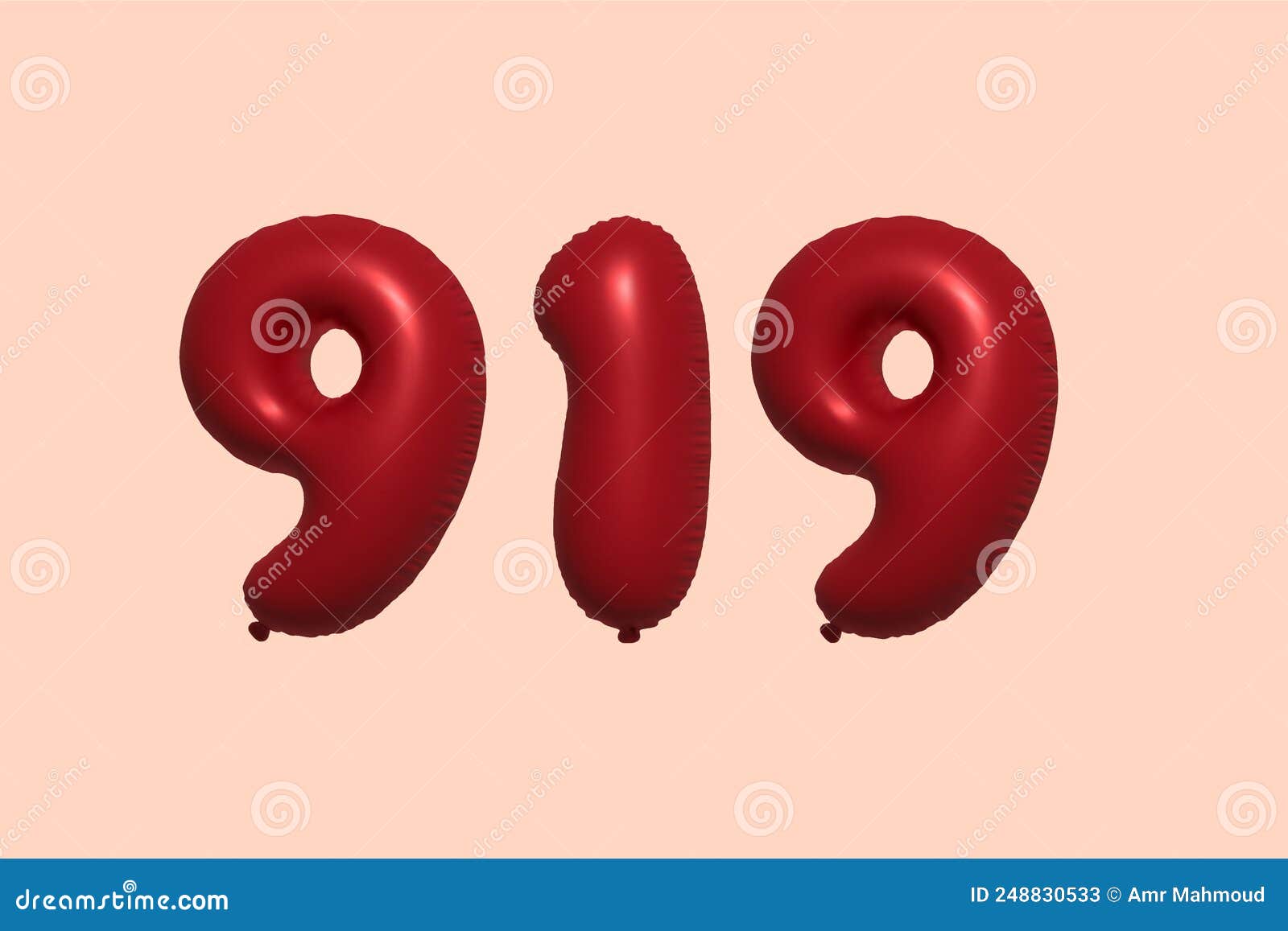 Red Helium Balloon 3D Number 919 Stock Vector - Illustration of ...