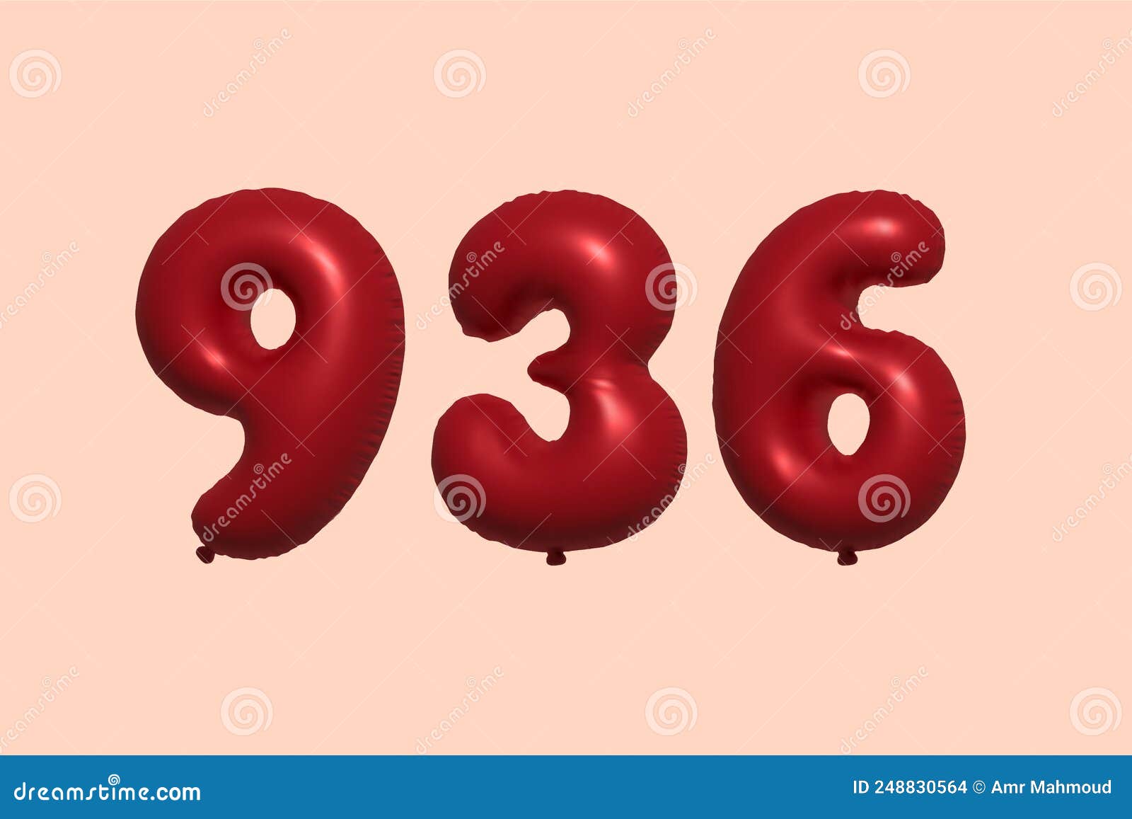Red Helium Balloon 3D Number 936 Stock Vector - Illustration of ...