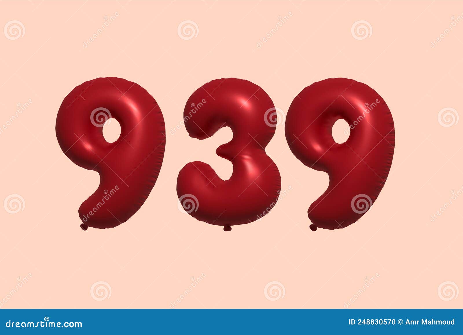 Red Helium Balloon 3D Number 939 Stock Vector - Illustration of event ...