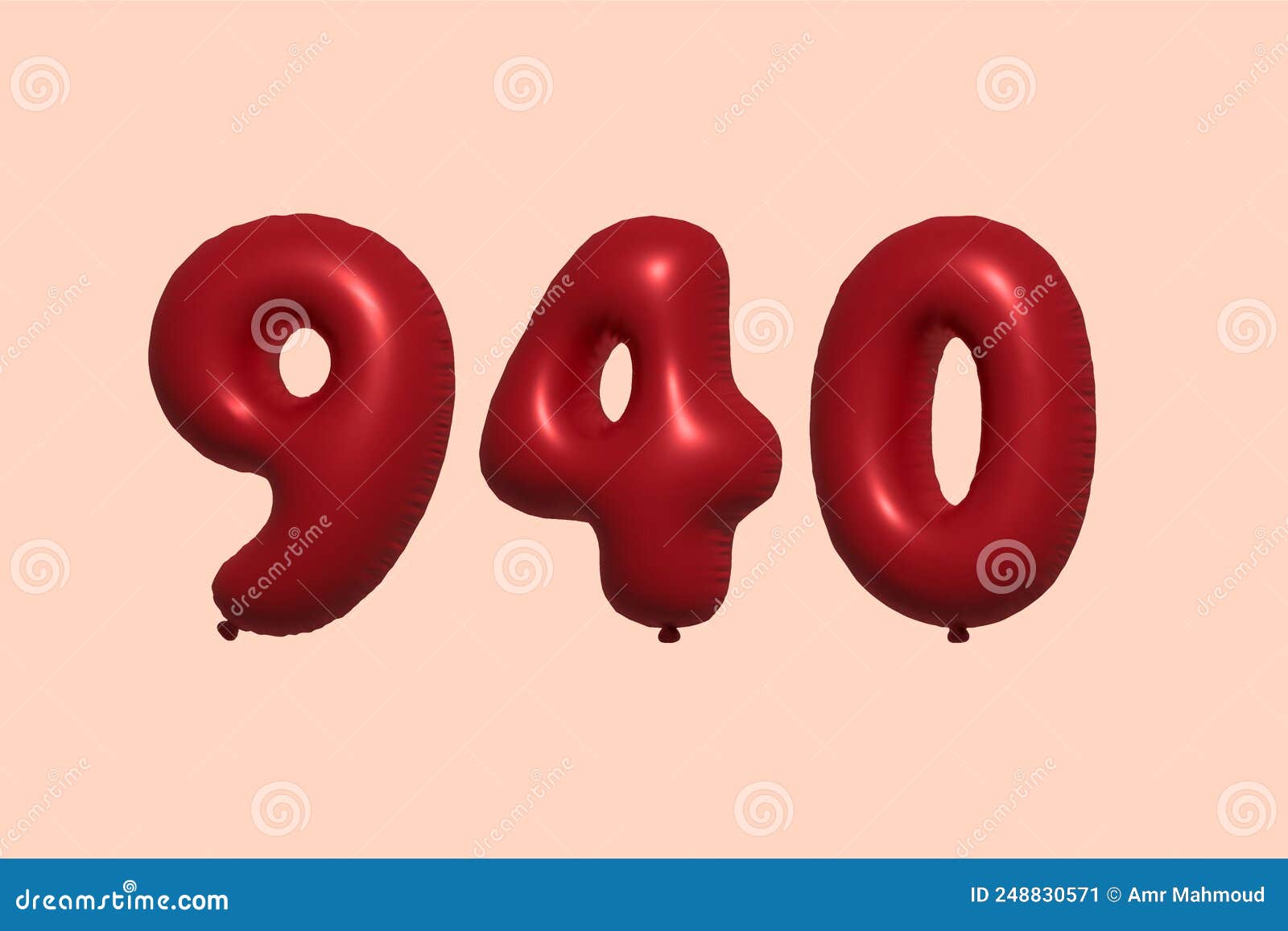 Red Helium Balloon 3D Number 940 Stock Vector - Illustration of ...