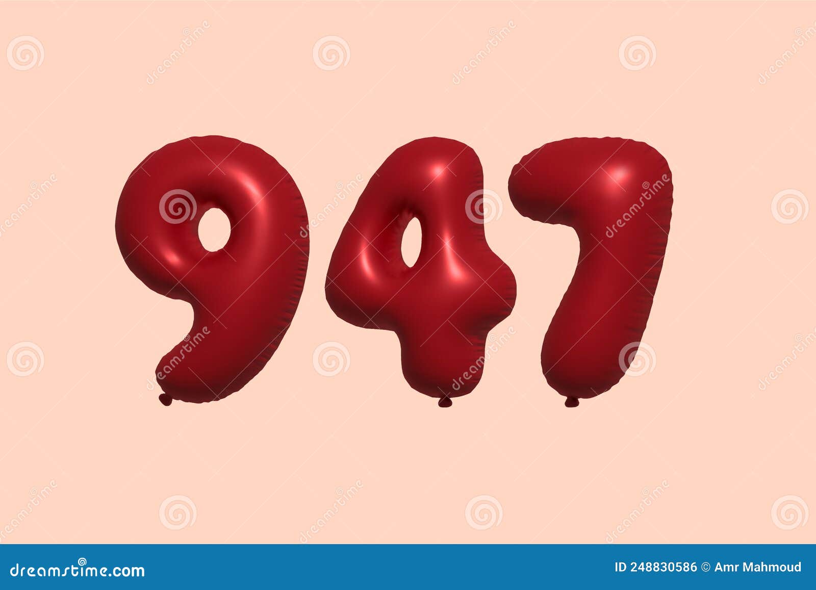 Red Helium Balloon 3D Number 947 Stock Vector - Illustration of offer ...