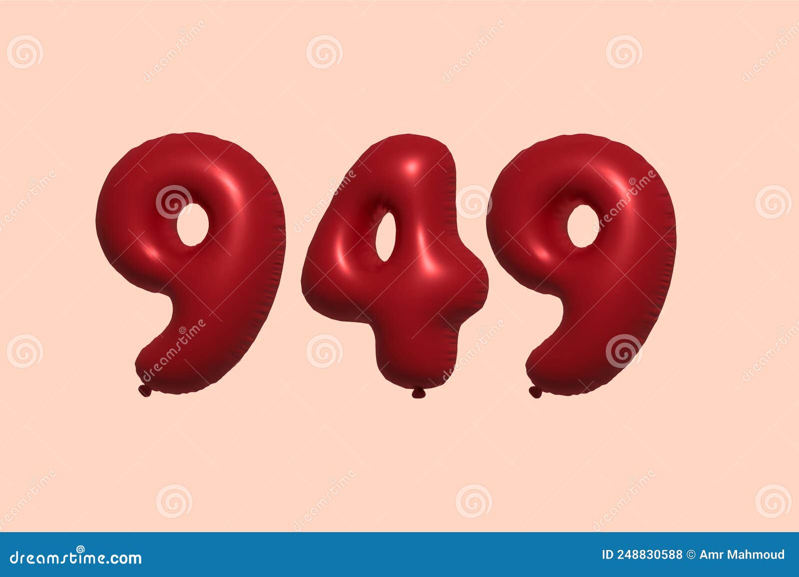 Red Helium Balloon 3D Number 949 Stock Vector - Illustration of year ...