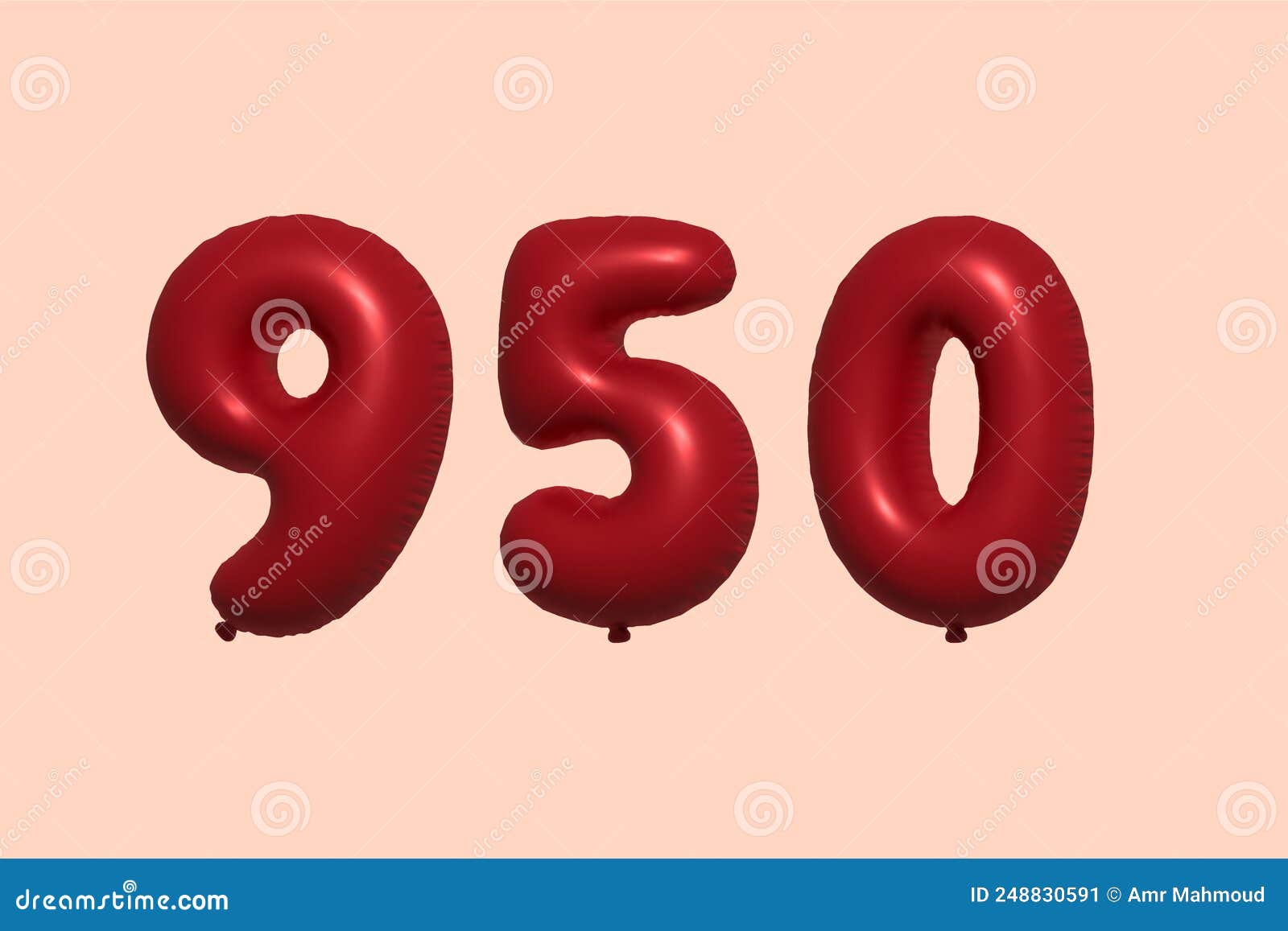 Red Helium Balloon 3D Number 950 Cartoon Vector | CartoonDealer.com ...