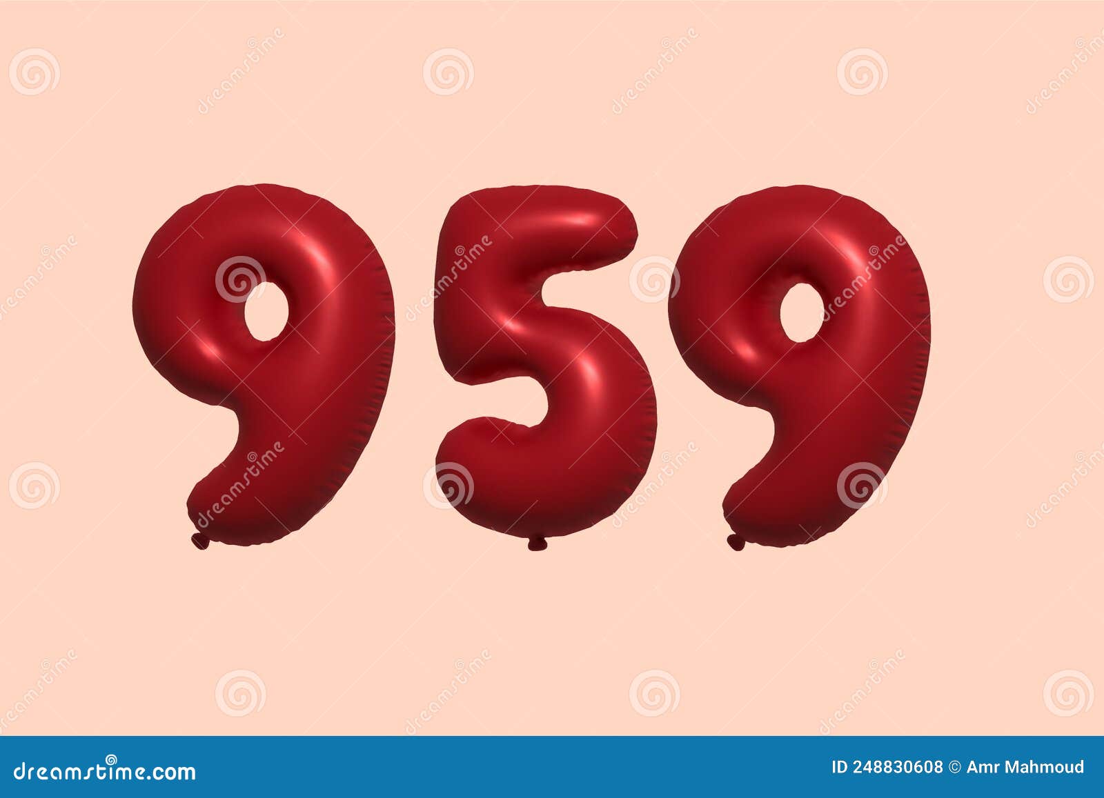 Red Helium Balloon 3D Number 959 Stock Vector - Illustration of decor ...