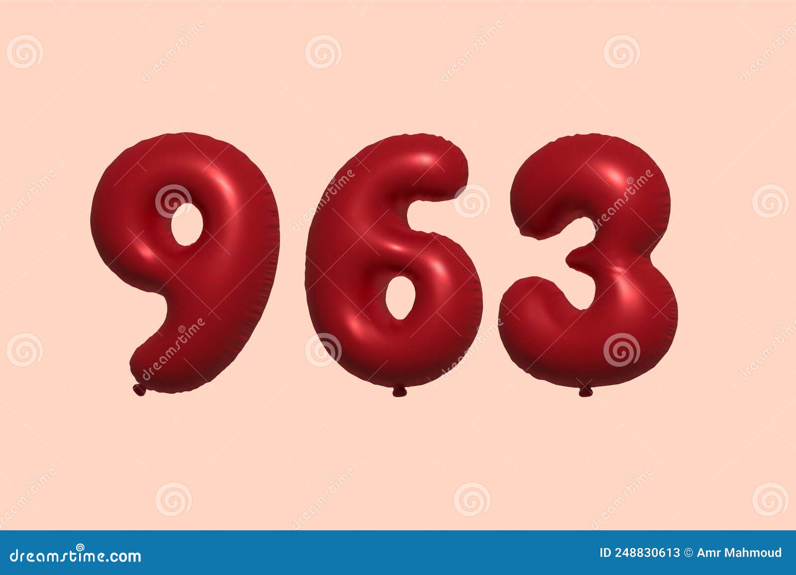 Red Helium Balloon 3D Number 963 Stock Vector - Illustration of design ...