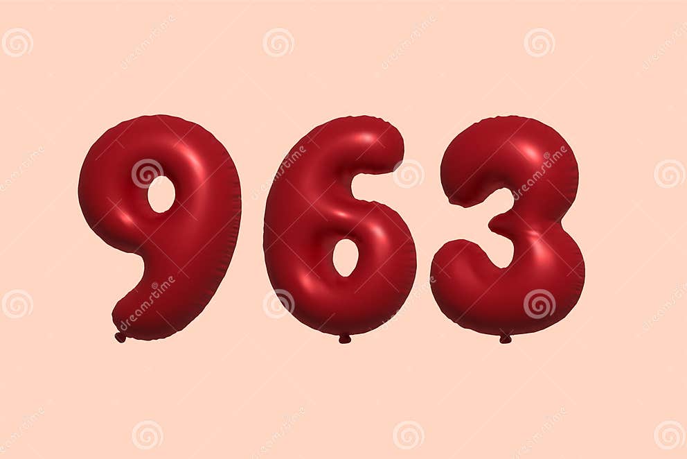 Red Helium Balloon 3D Number 963 Stock Vector - Illustration of design ...