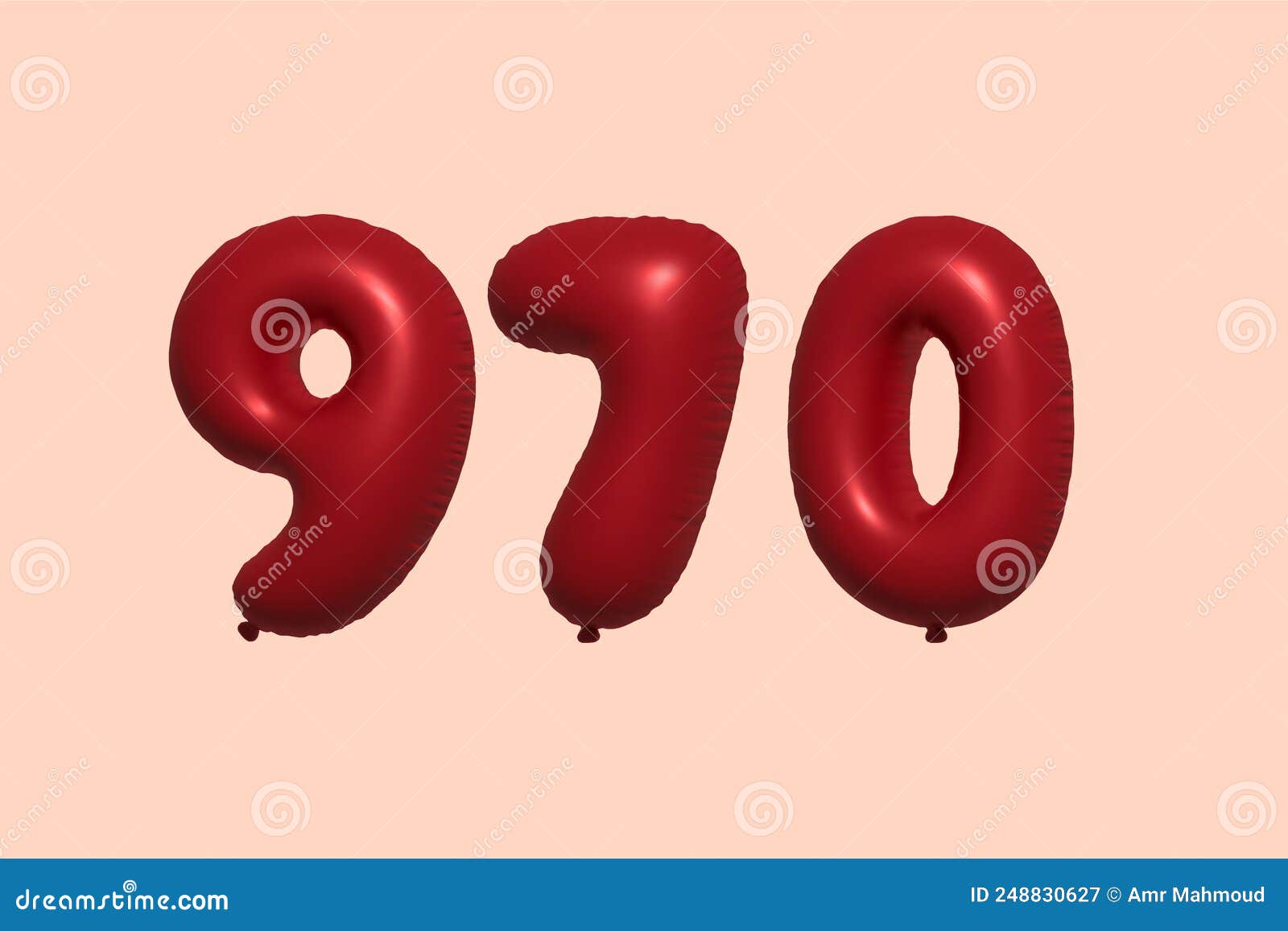 Red Helium Balloon 3D Number 970 Stock Vector - Illustration of ...