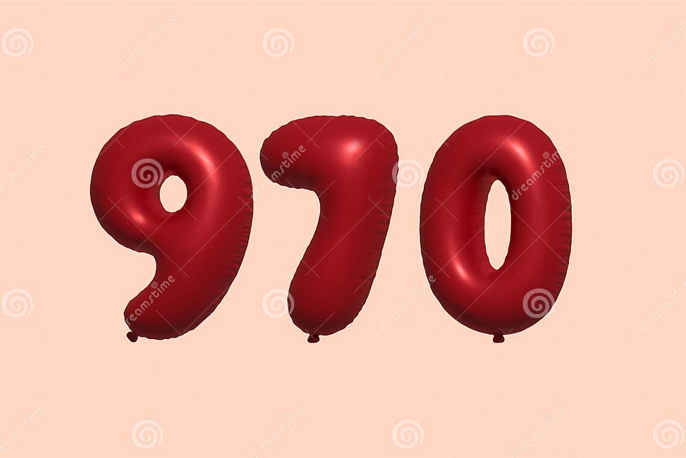 Red Helium Balloon 3D Number 970 Stock Vector - Illustration of ...