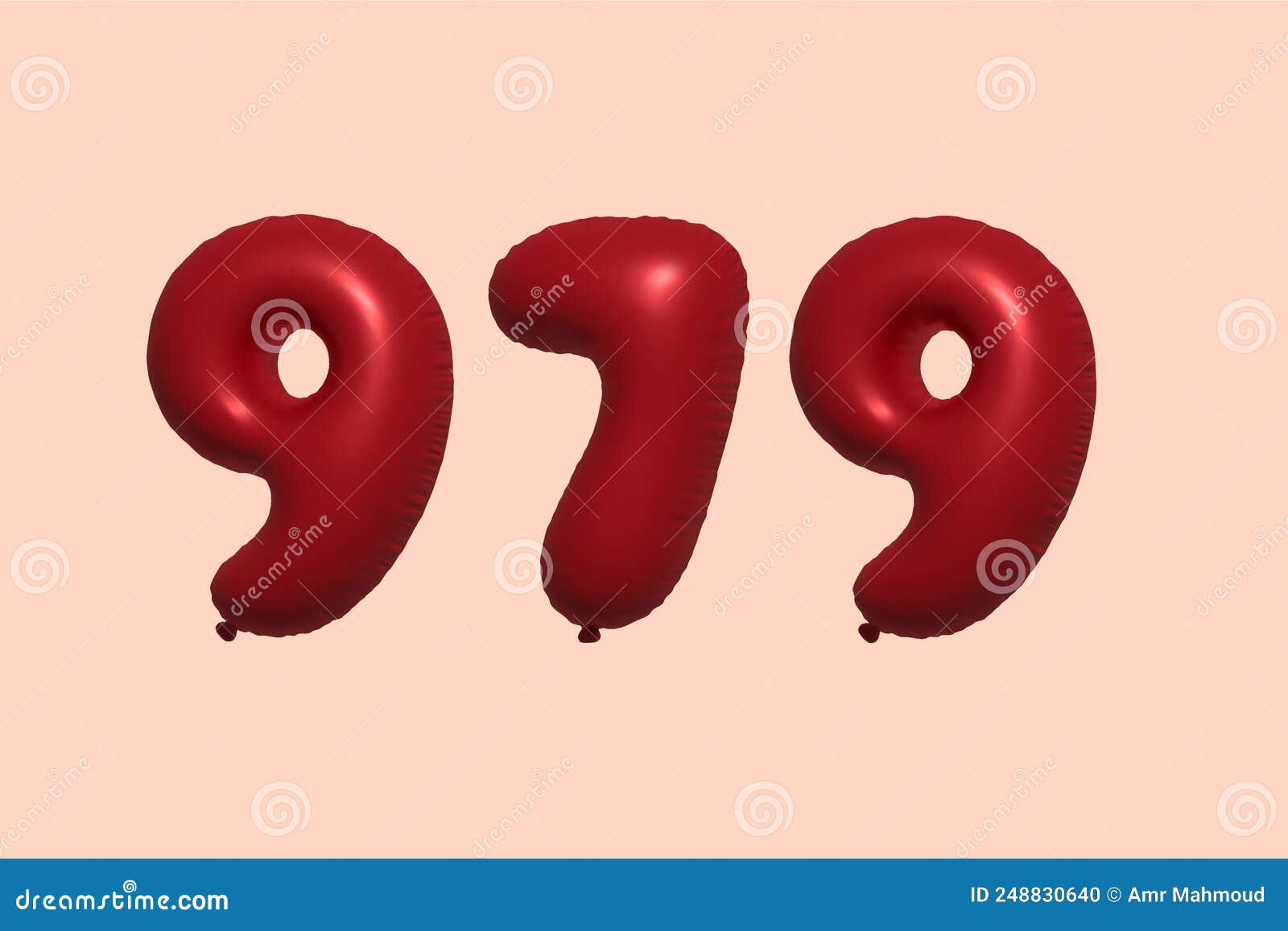 Red Helium Balloon 3D Number 979 Stock Vector - Illustration of banner ...