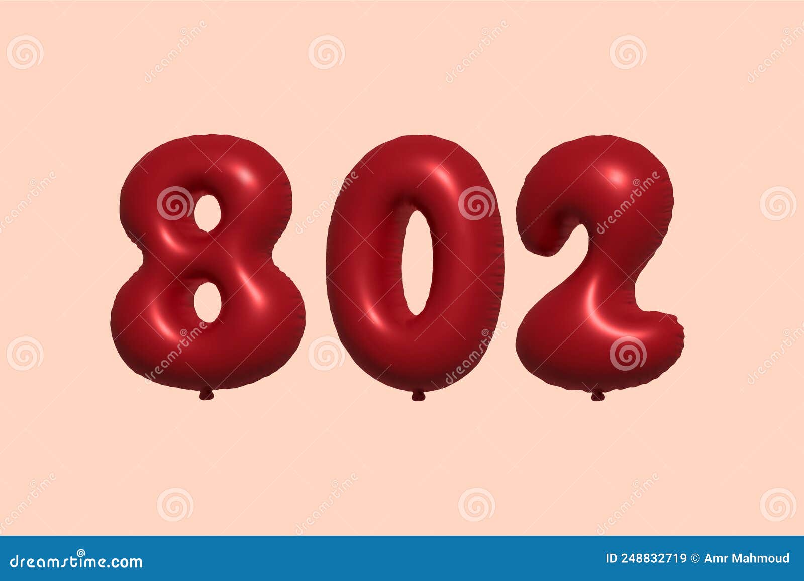 Red Helium Balloon 3D Number 802 Cartoon Vector | CartoonDealer.com ...