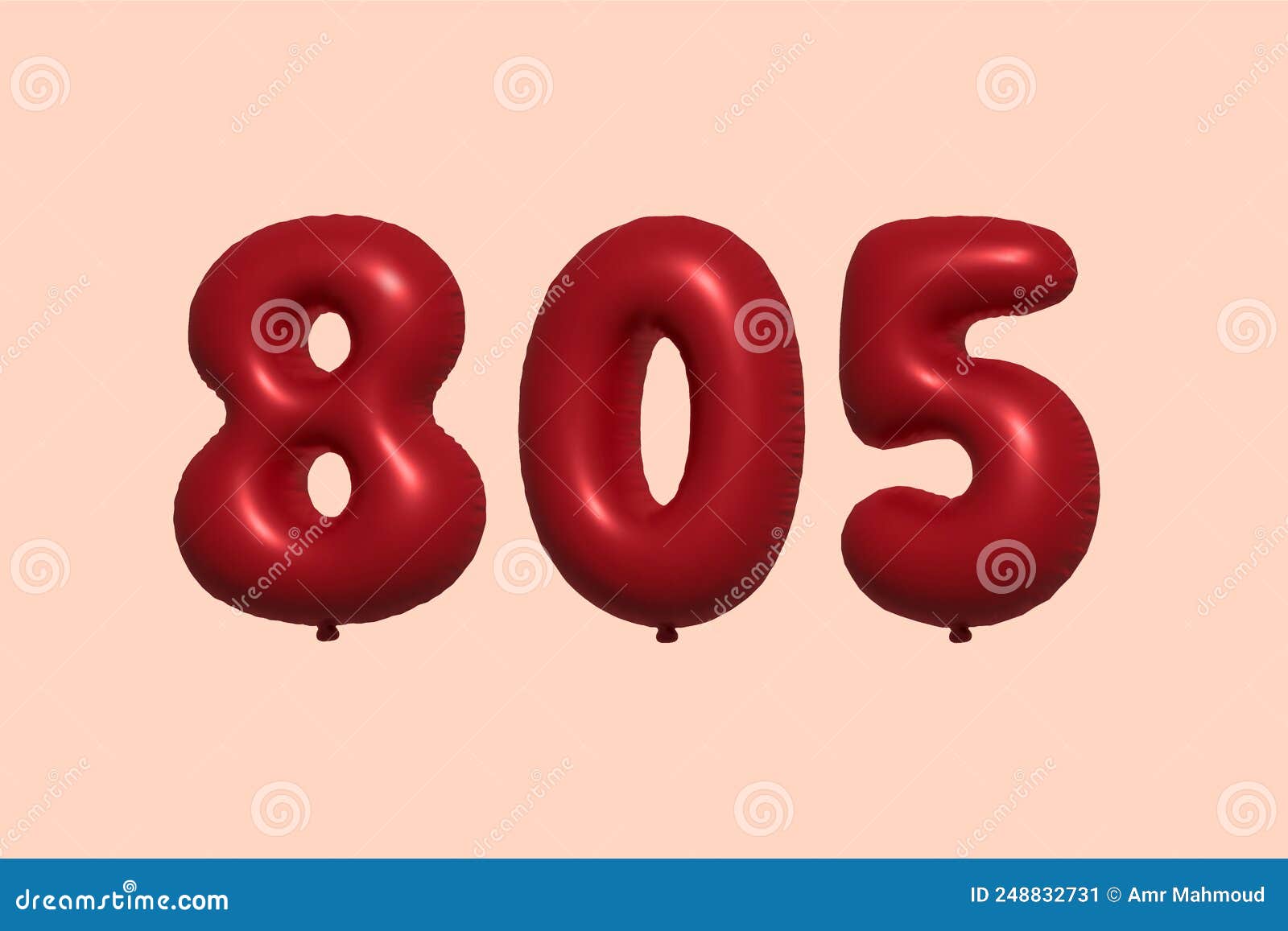 Red Helium Balloon 3D Number 805 Stock Vector - Illustration of ...