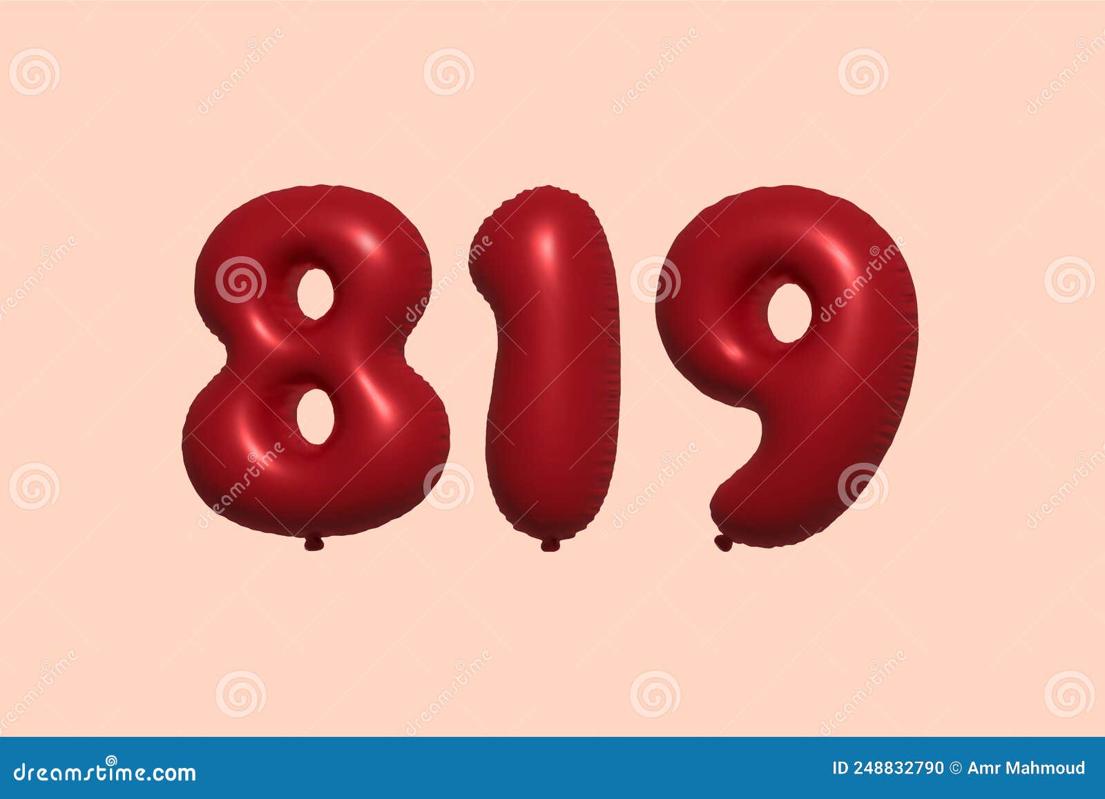 Red Helium Balloon 3D Number 819 Stock Vector - Illustration of ...