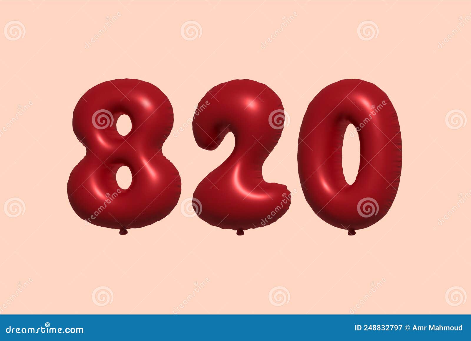Red Helium Balloon 3D Number 820 Stock Vector - Illustration of party ...