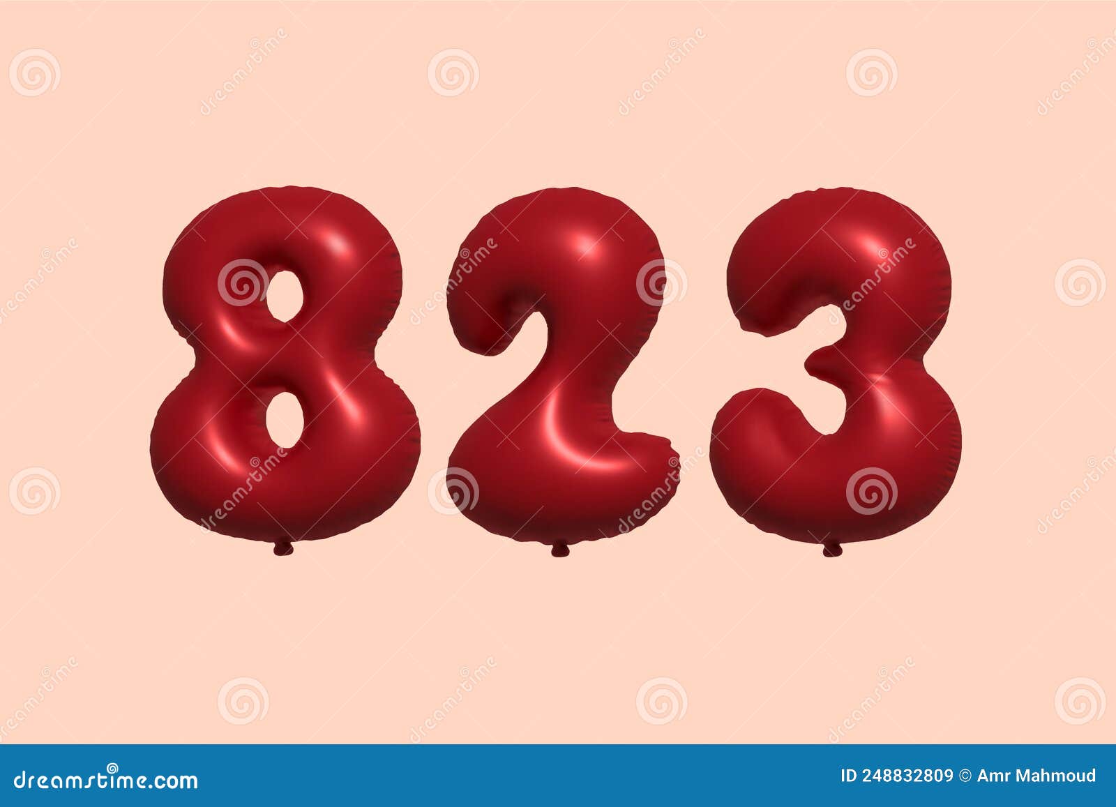 Red Helium Balloon 3D Number 823 Stock Vector - Illustration of helium ...