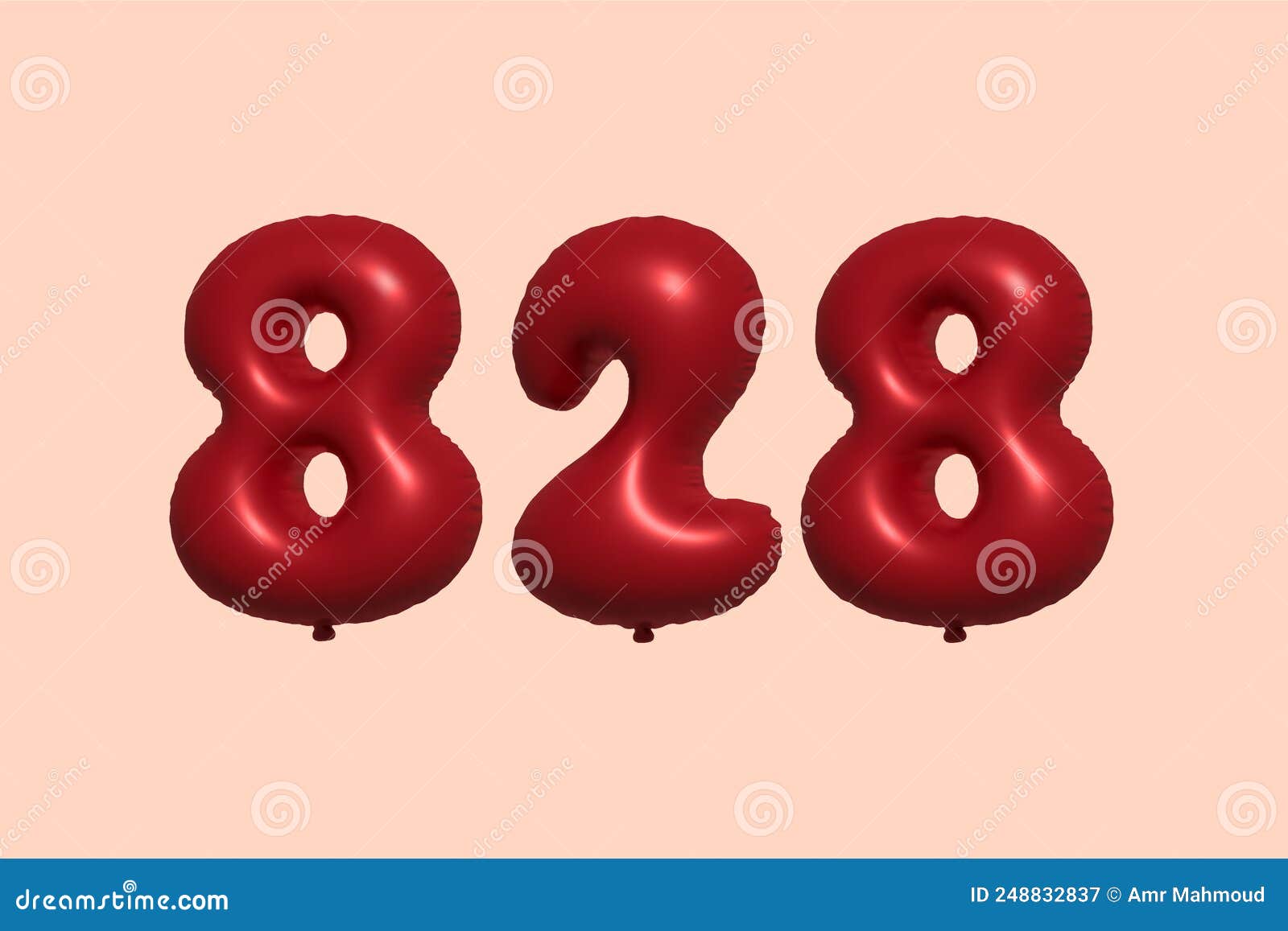 Red Helium Balloon 3D Number 828 Stock Vector - Illustration of ...