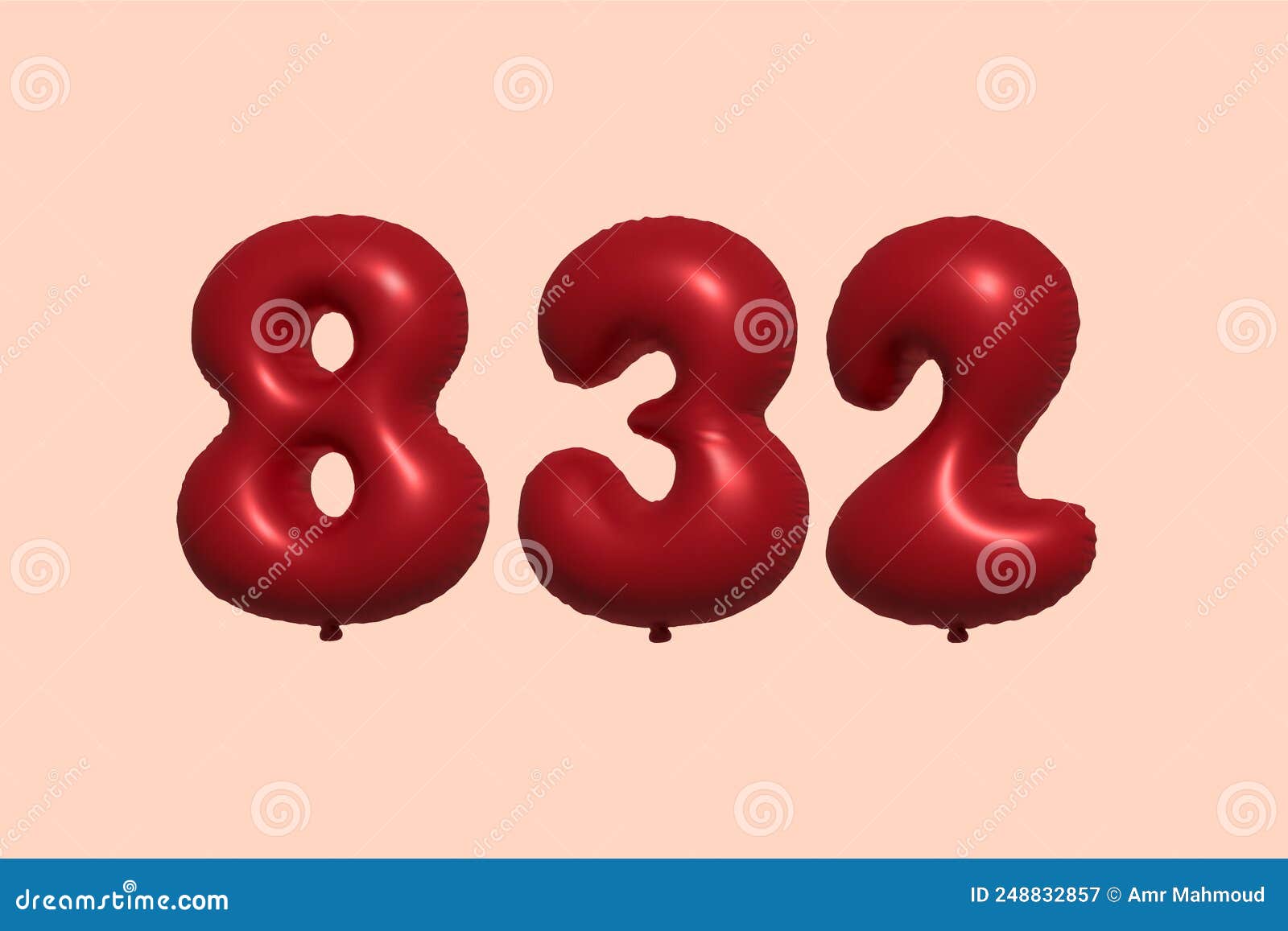 Red Helium Balloon 3D Number 832 Stock Vector - Illustration of offer ...