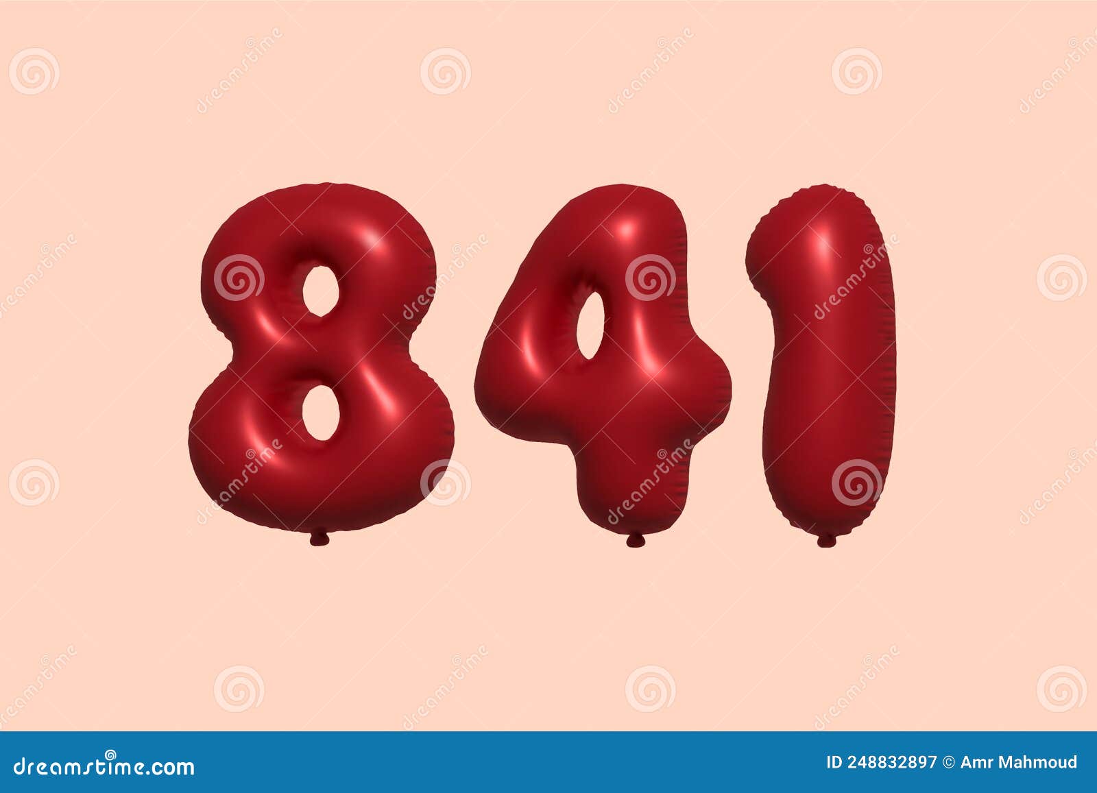 Red Helium Balloon 3D Number 841 Stock Vector - Illustration of price ...