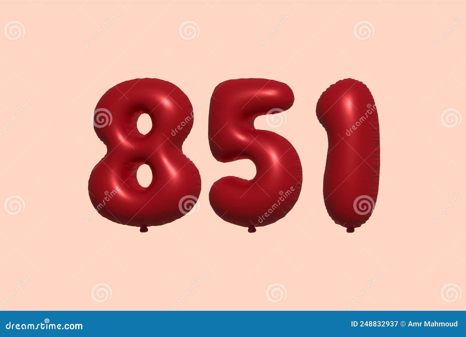 Red Helium Balloon 3D Number 851 Stock Vector - Illustration of decor ...