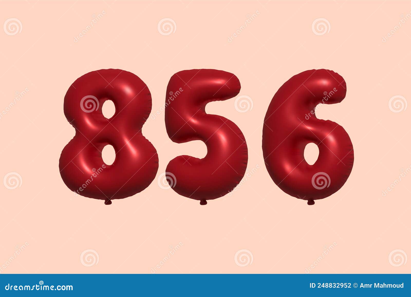 Red Helium Balloon 3D Number 856 Stock Vector - Illustration of helium ...