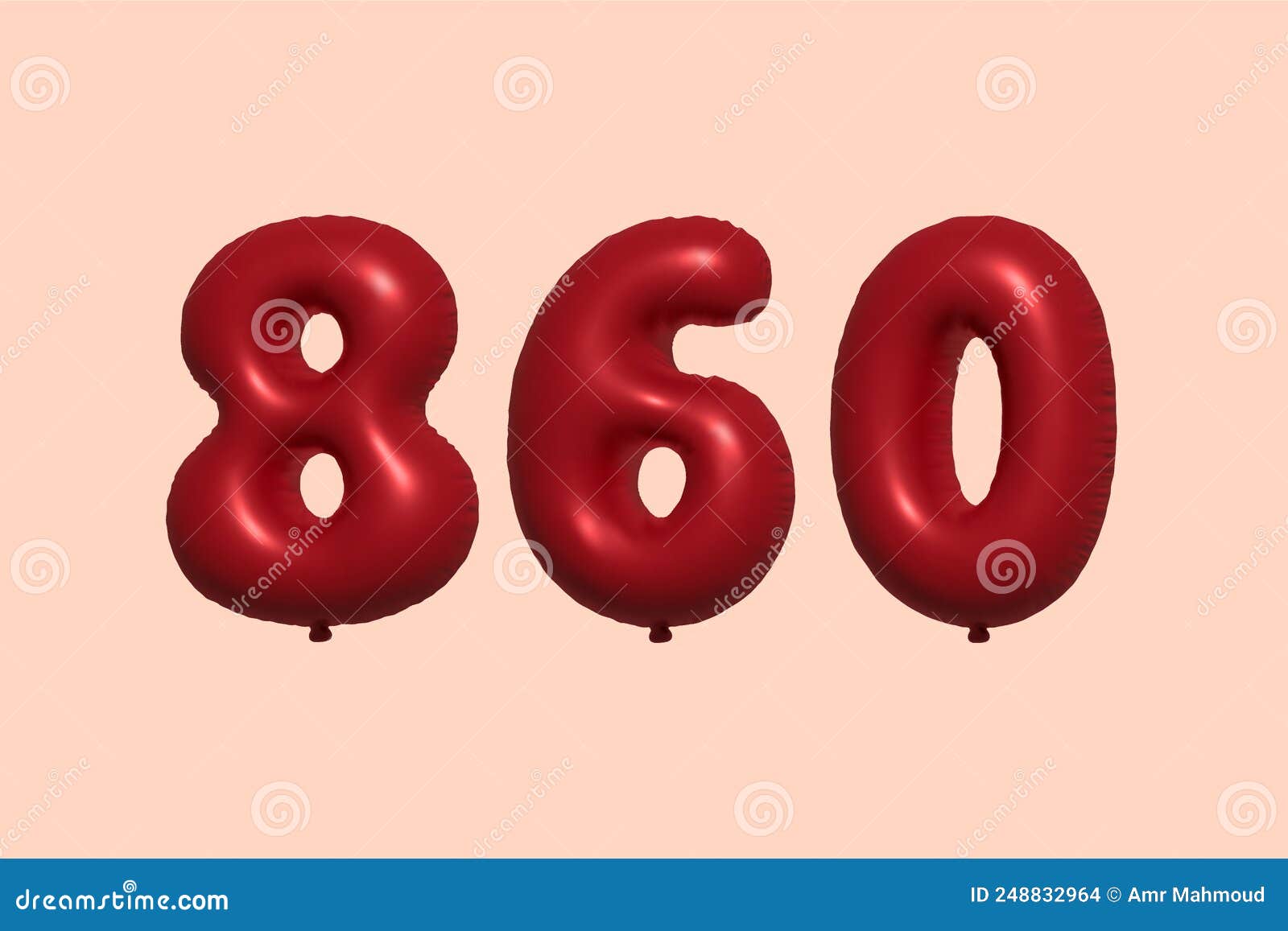 Red Helium Balloon 3D Number 860 Stock Vector - Illustration of gift ...