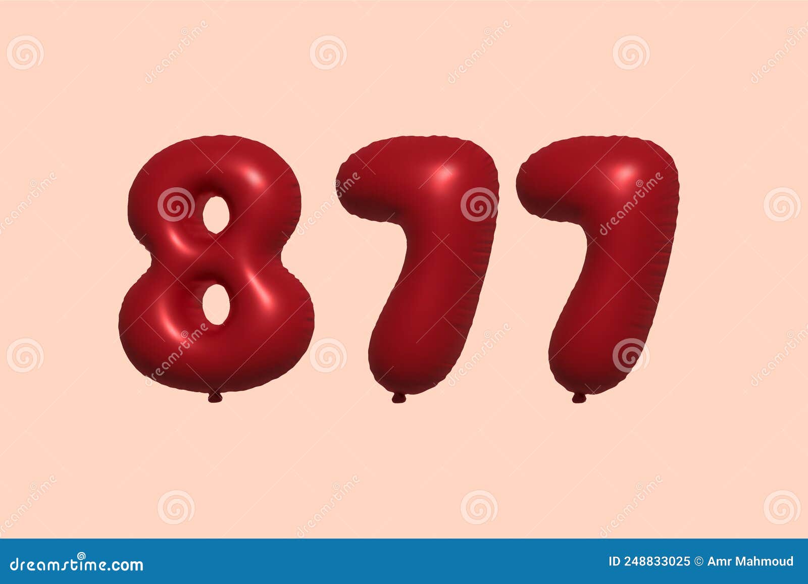 Red Helium Balloon 3D Number 877 Stock Vector - Illustration of year ...