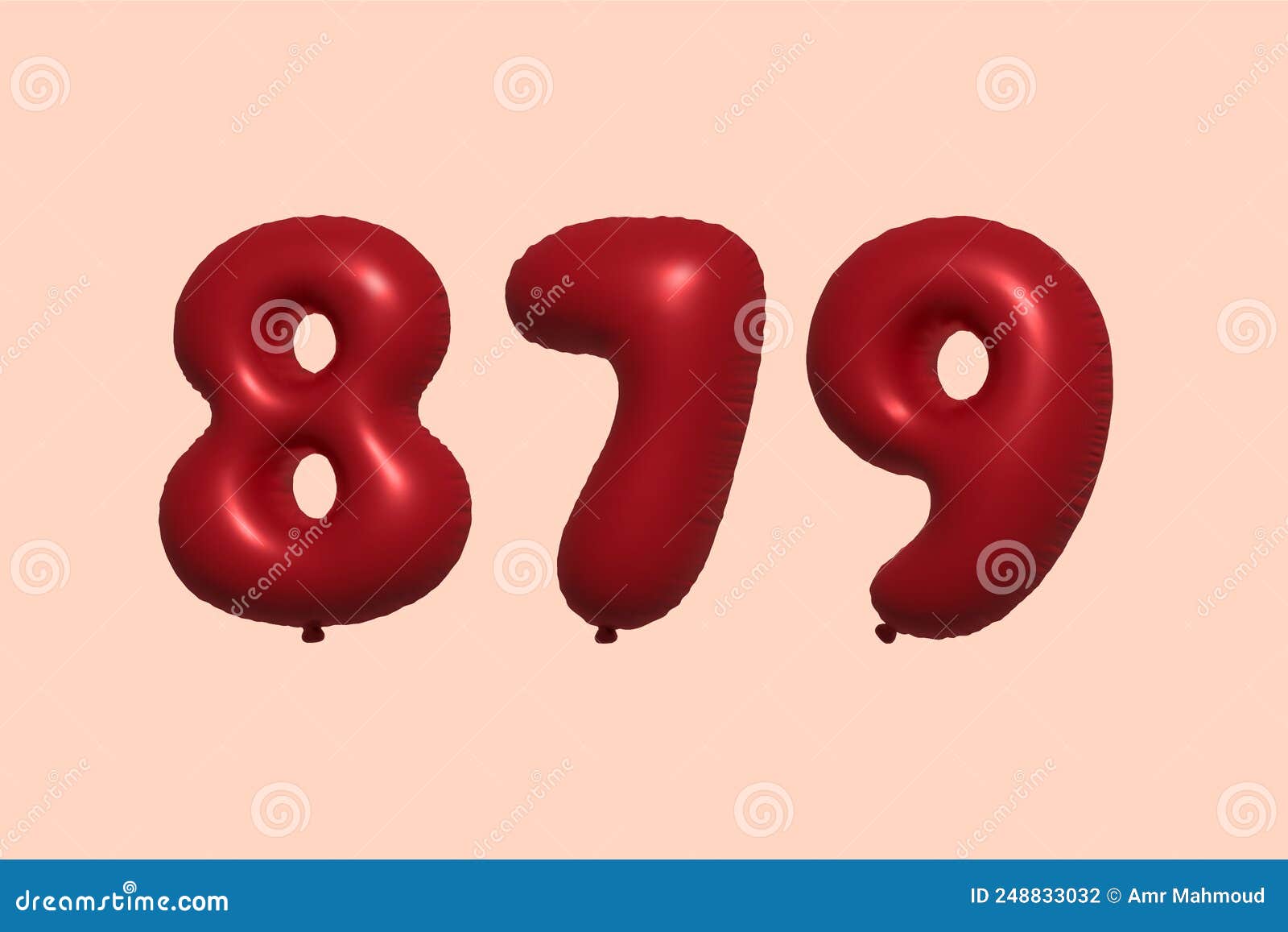 Red Helium Balloon 3D Number 879 Stock Vector - Illustration of design ...