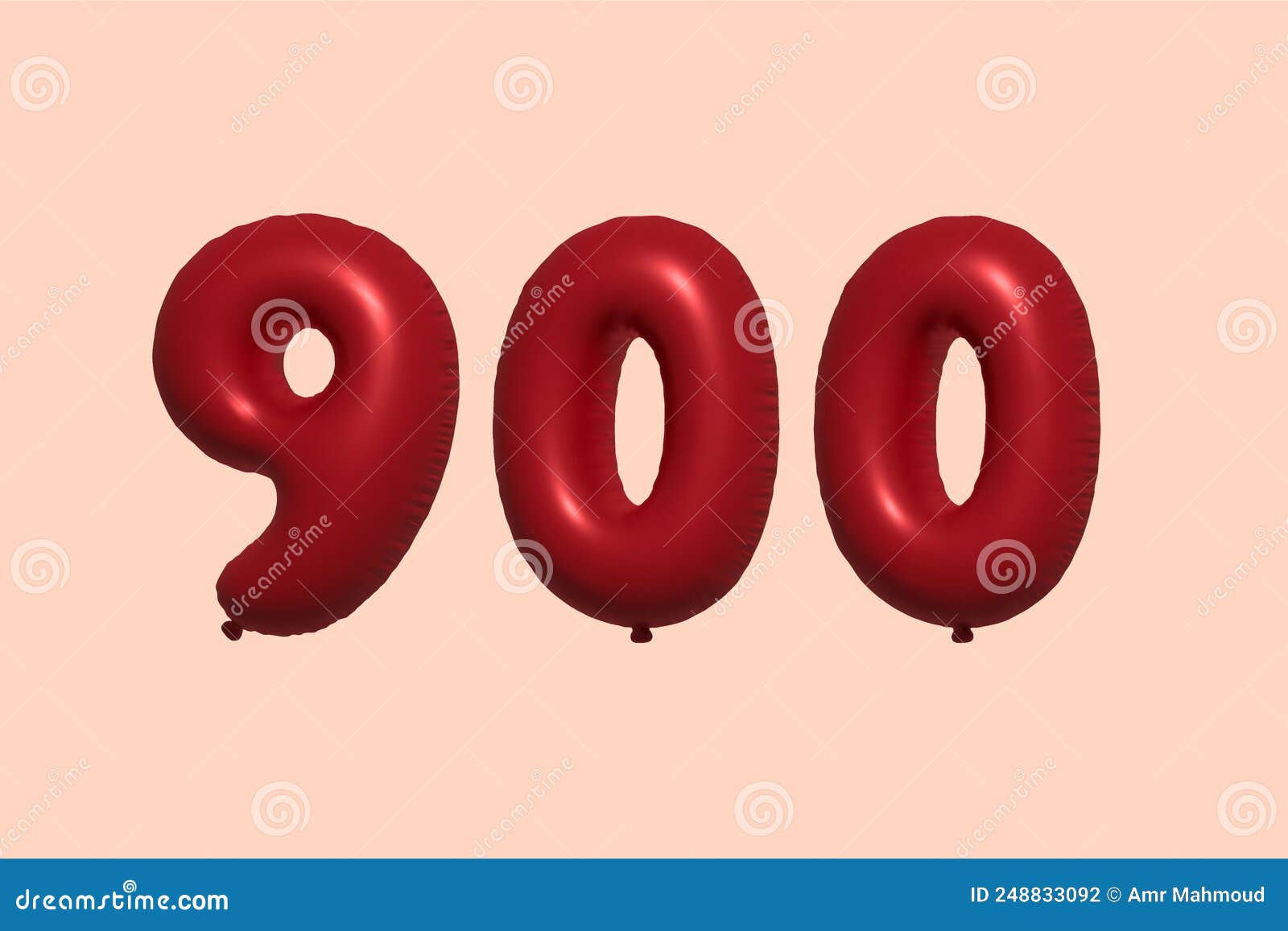 Red Helium Balloon 3D Number 900 Stock Vector - Illustration of event ...