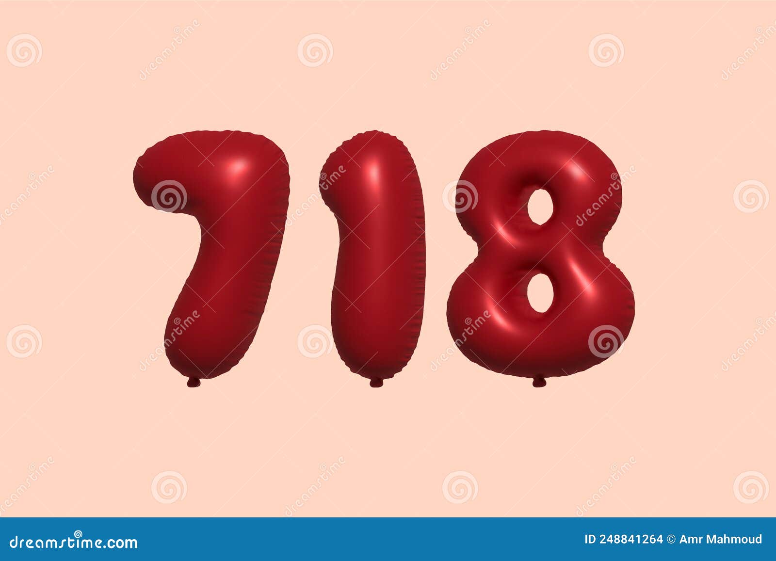 Red Helium Balloon 3D Number 718 Stock Vector - Illustration of coupon ...