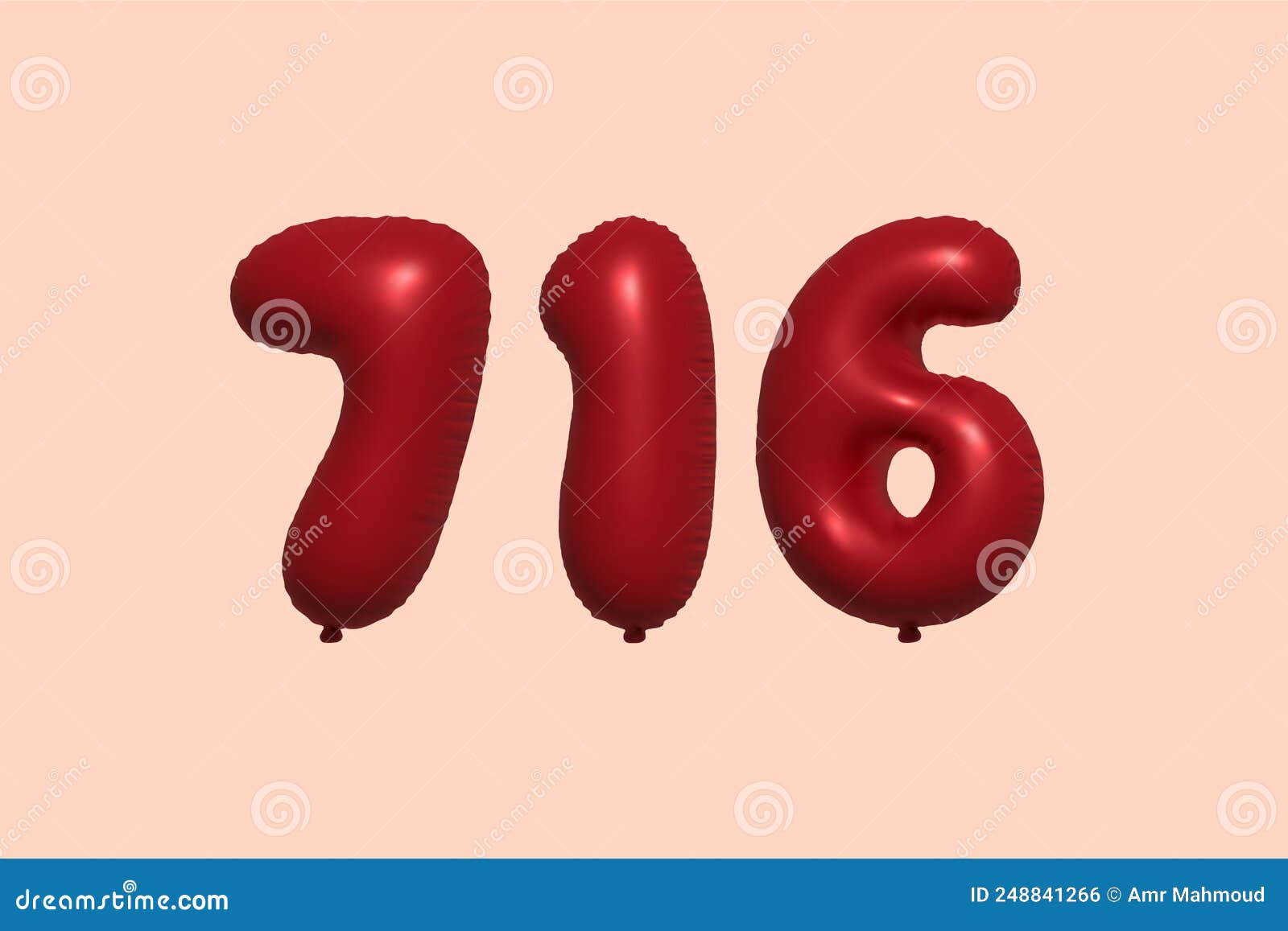 Red Helium Balloon 3D Number 716 Stock Vector - Illustration of design ...