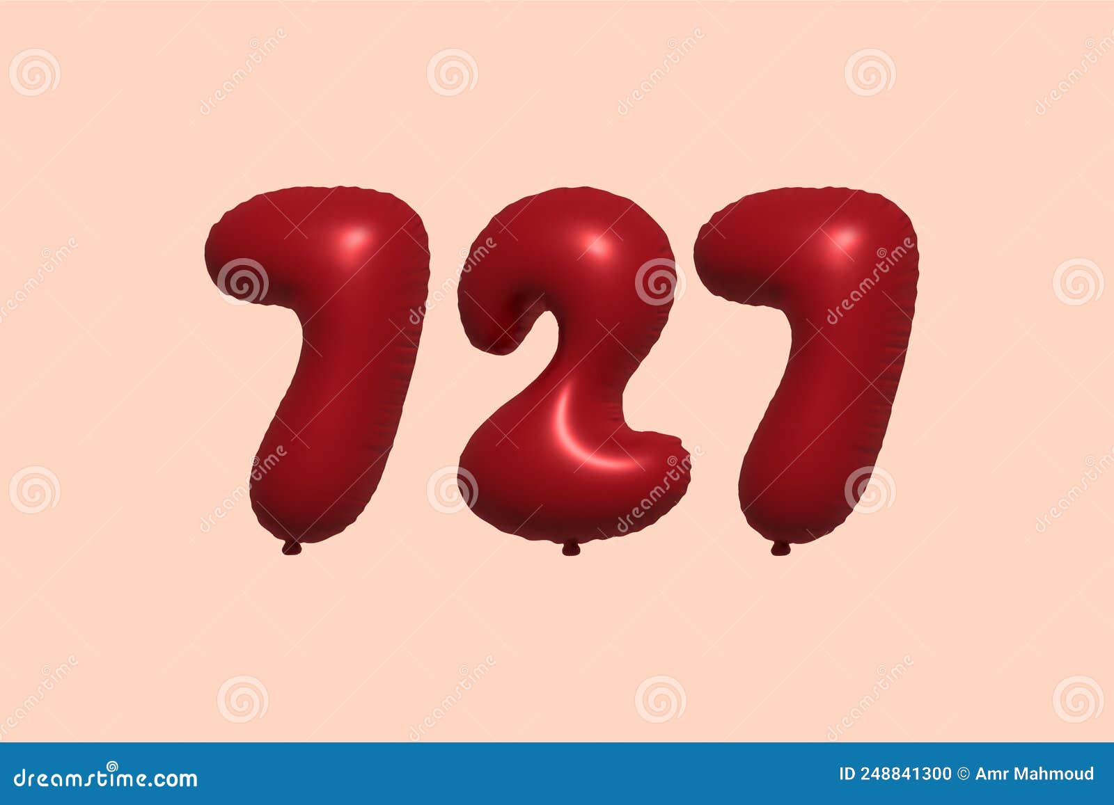 Red Helium Balloon 3D Number 727 Stock Vector - Illustration of helium ...