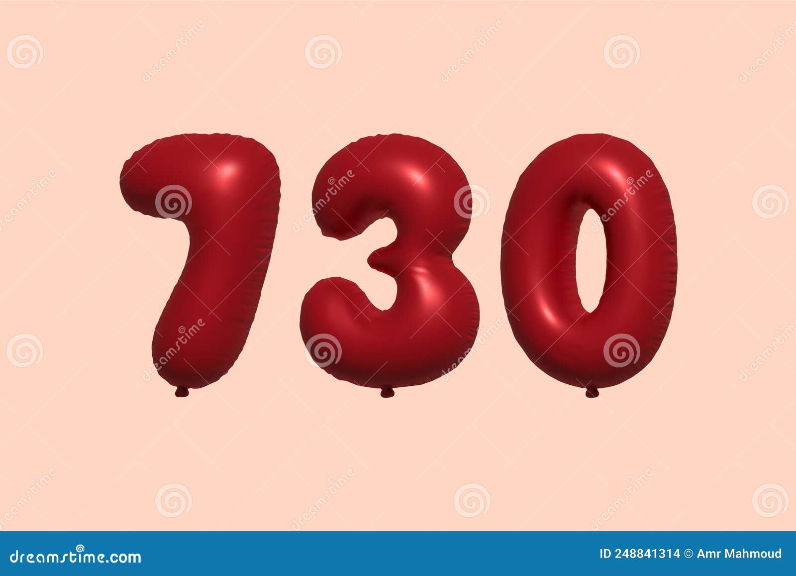 Red Helium Balloon 3D Number 730 Stock Vector - Illustration of event ...