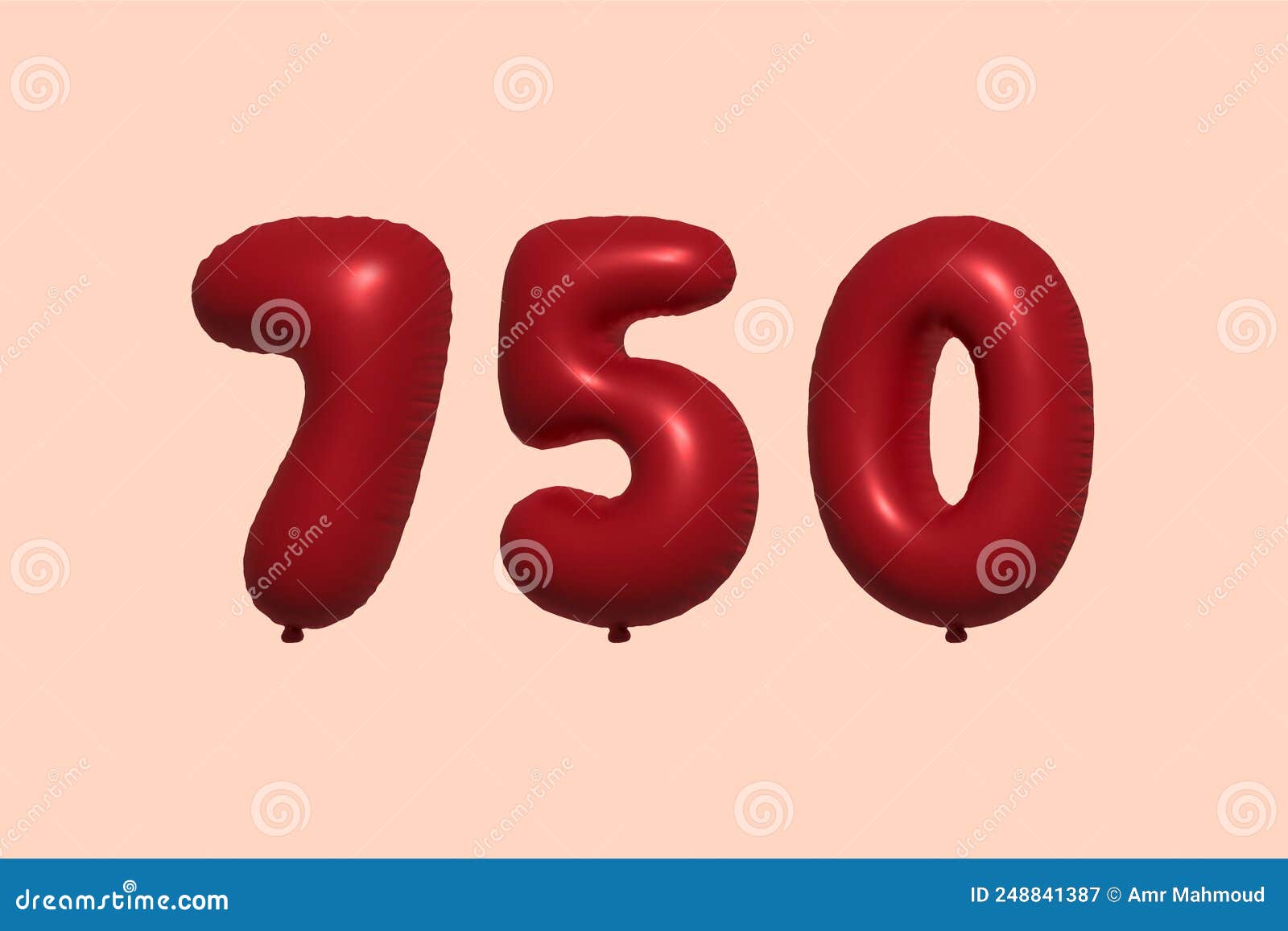 Red Helium Balloon 3D Number 750 Cartoon Vector | CartoonDealer.com ...