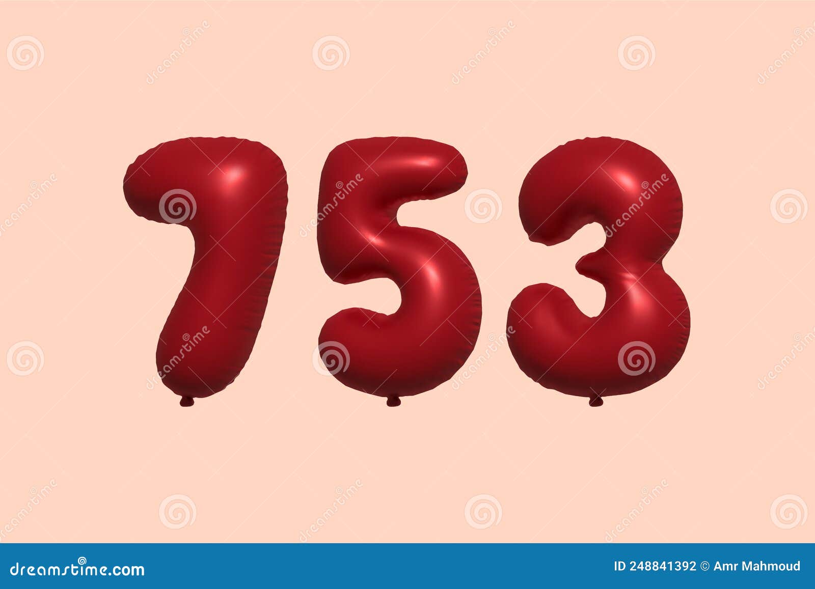 Red Helium Balloon 3D Number 753 Stock Vector - Illustration of ...
