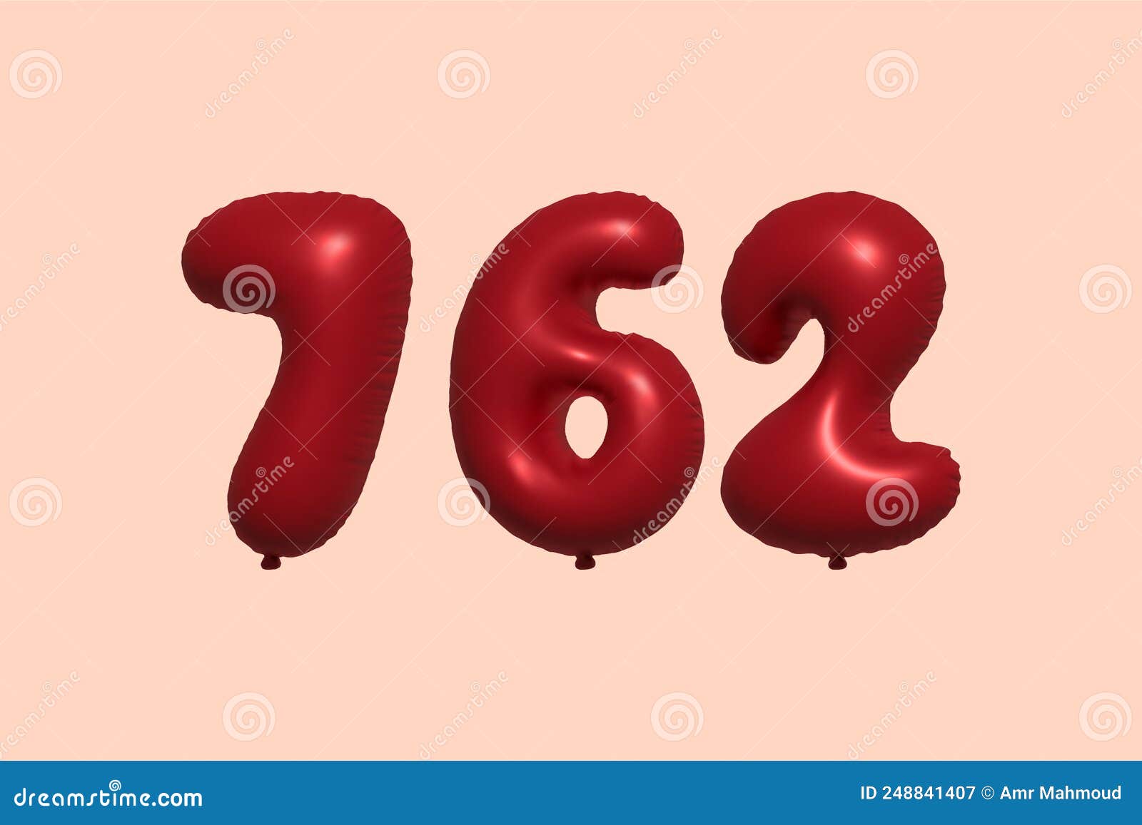 Red Helium Balloon 3D Number 762 Stock Vector - Illustration of ...