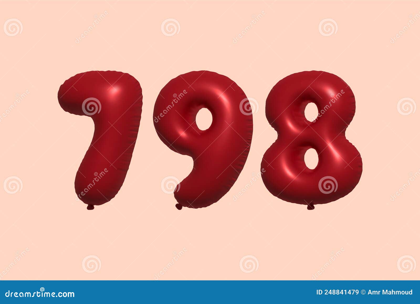 Red Helium Balloon 3D Number 798 Stock Vector - Illustration of balloon ...