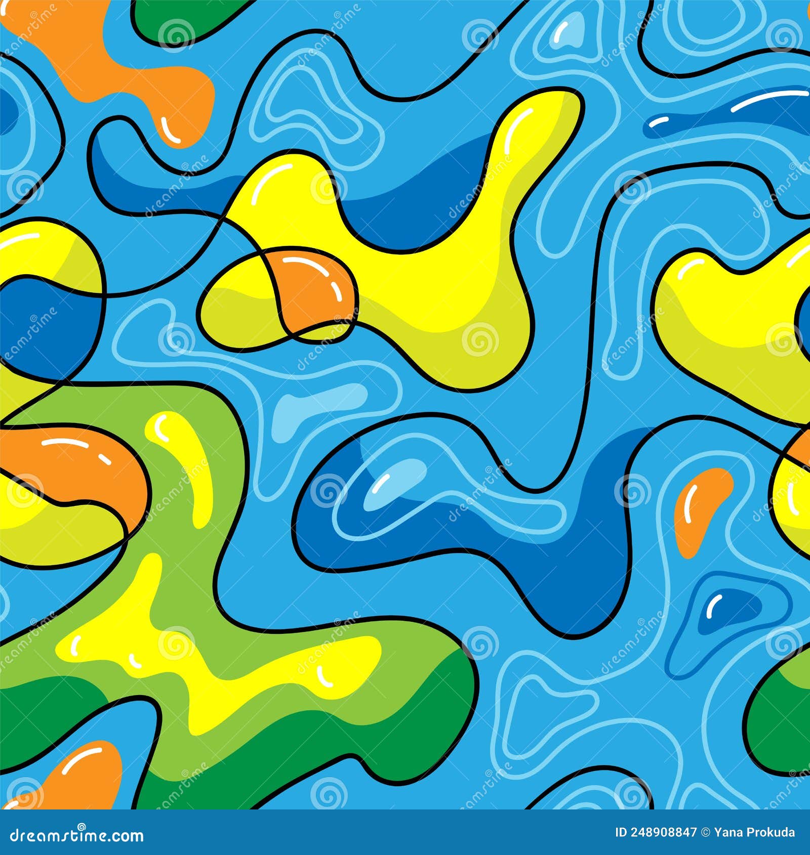 Abstract Trendy Unusual Seamless Pattern with Wave Shapes and Lines ...